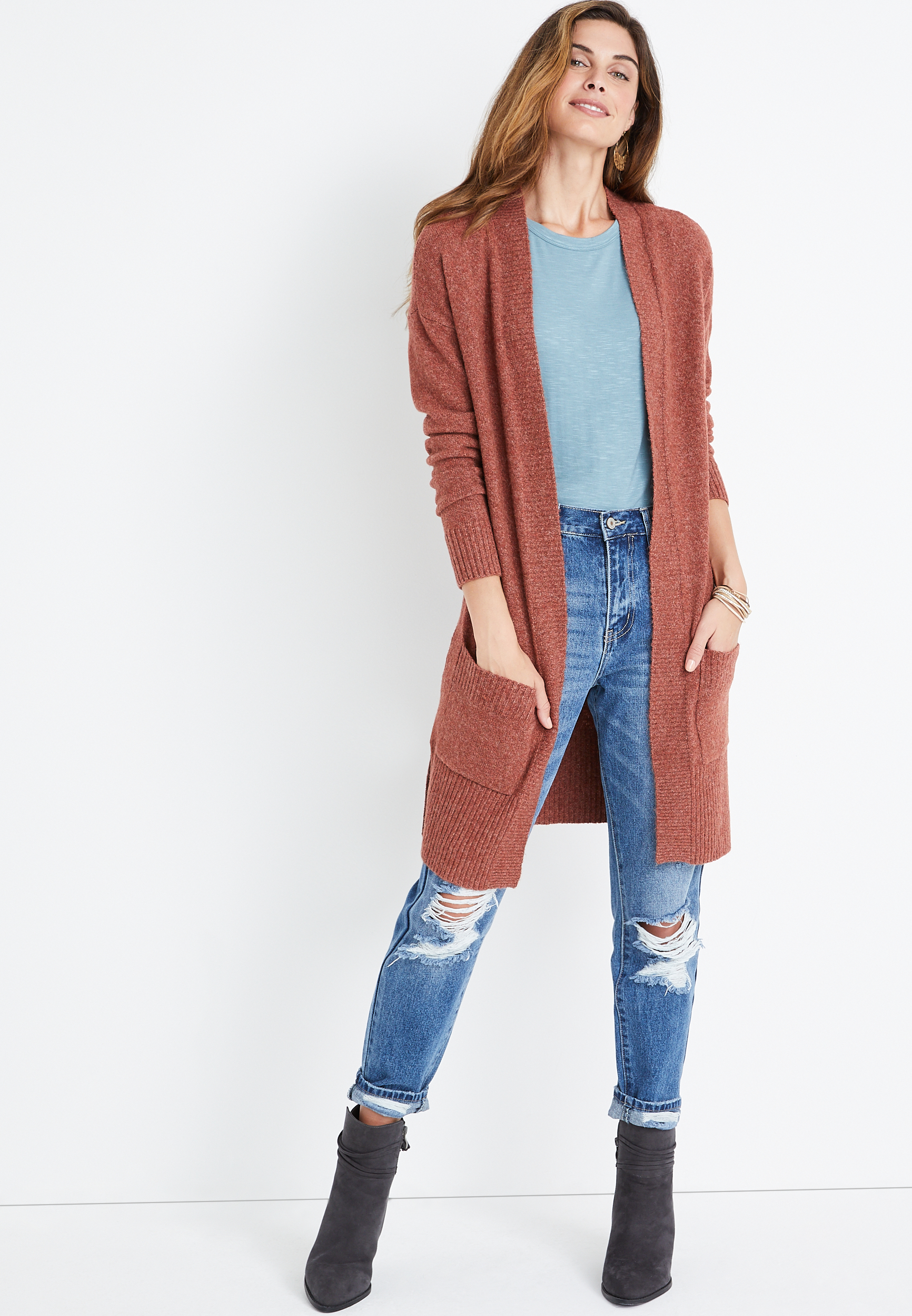 Solid Pocket Duster Cardigan | maurices