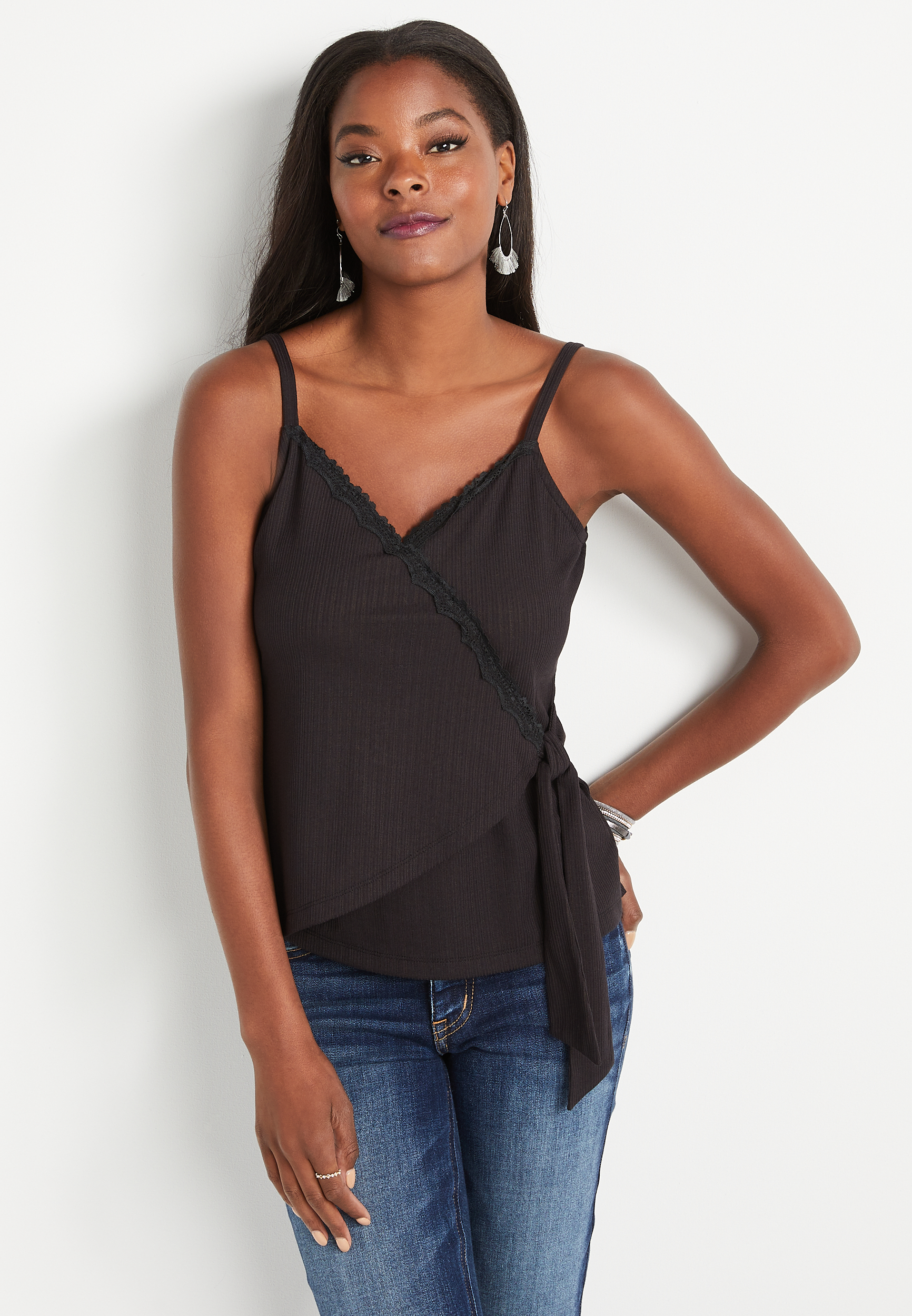 Solid Wrap Tank Top | maurices
