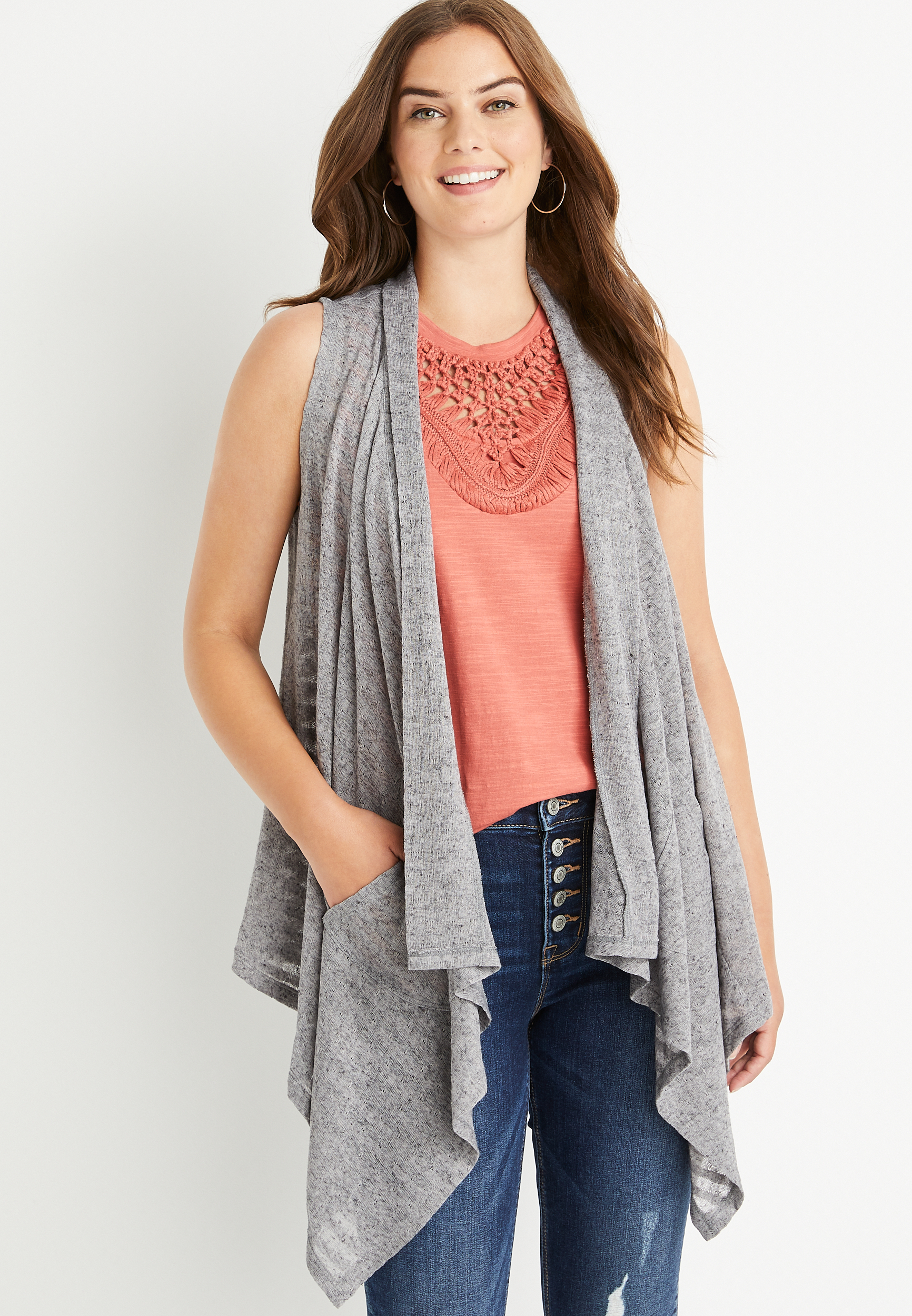 Gray Pocket Duster Vest | maurices