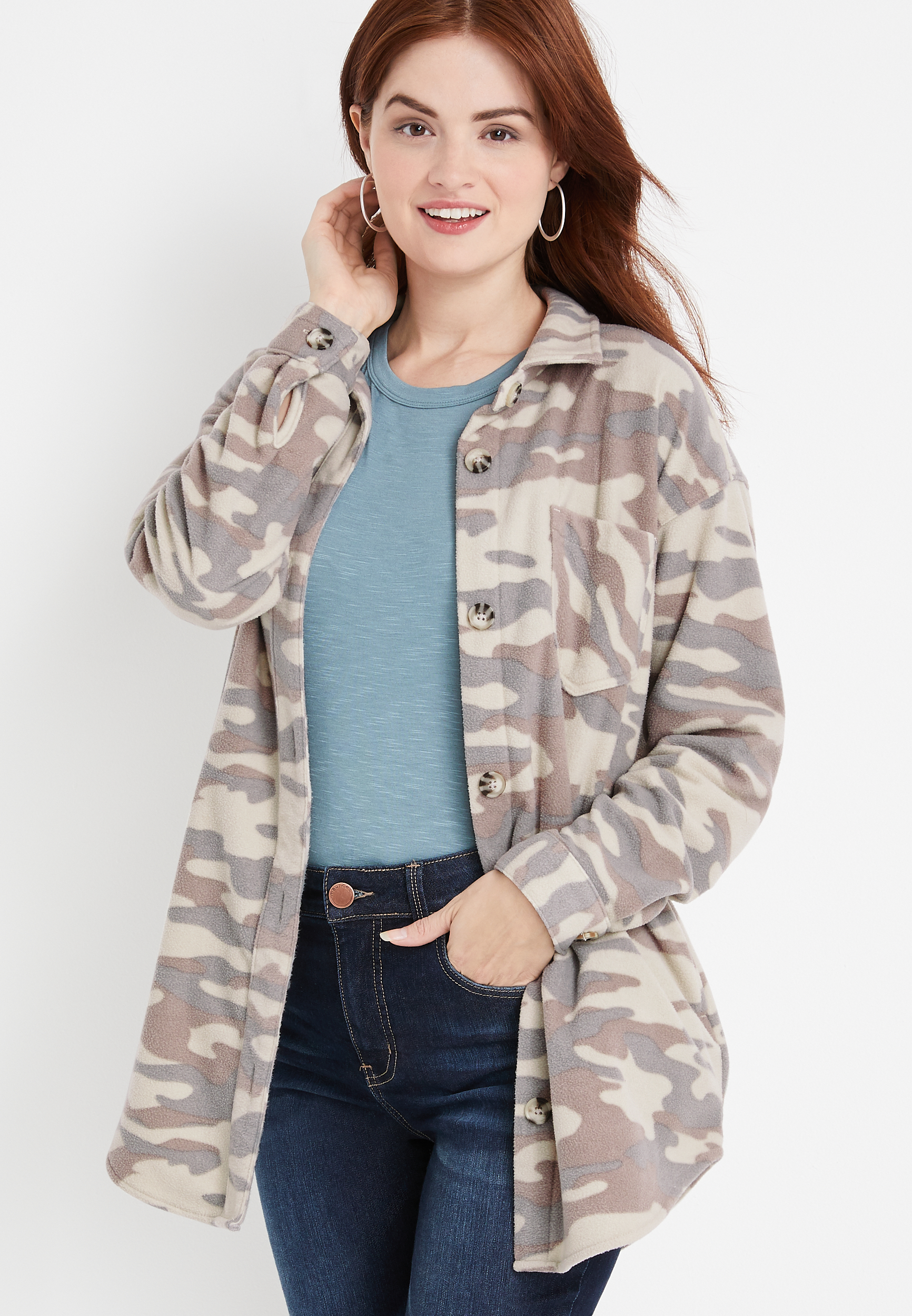 Camo Fleece Shacket | maurices