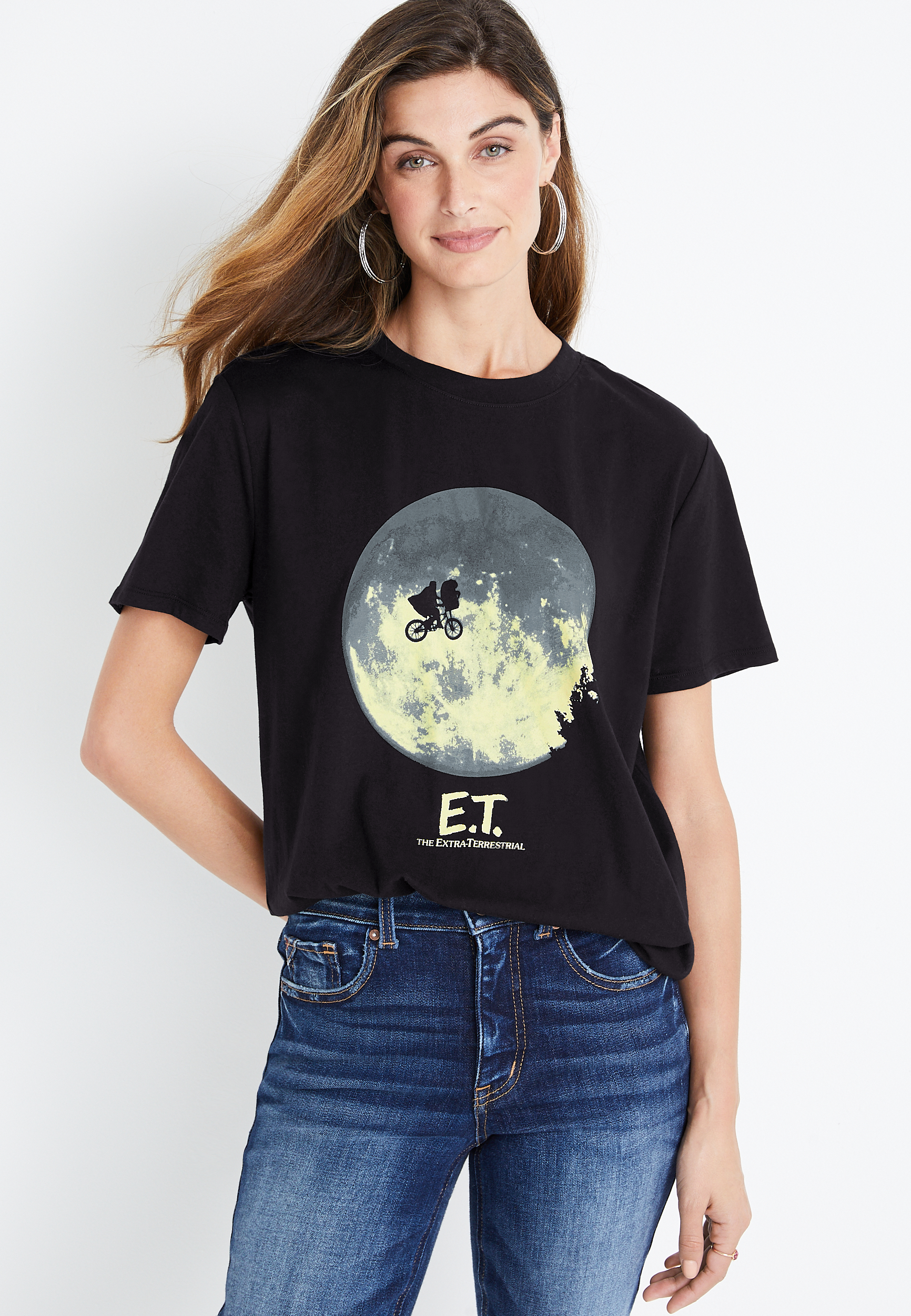 ET Oversized Black Graphic Tee | maurices