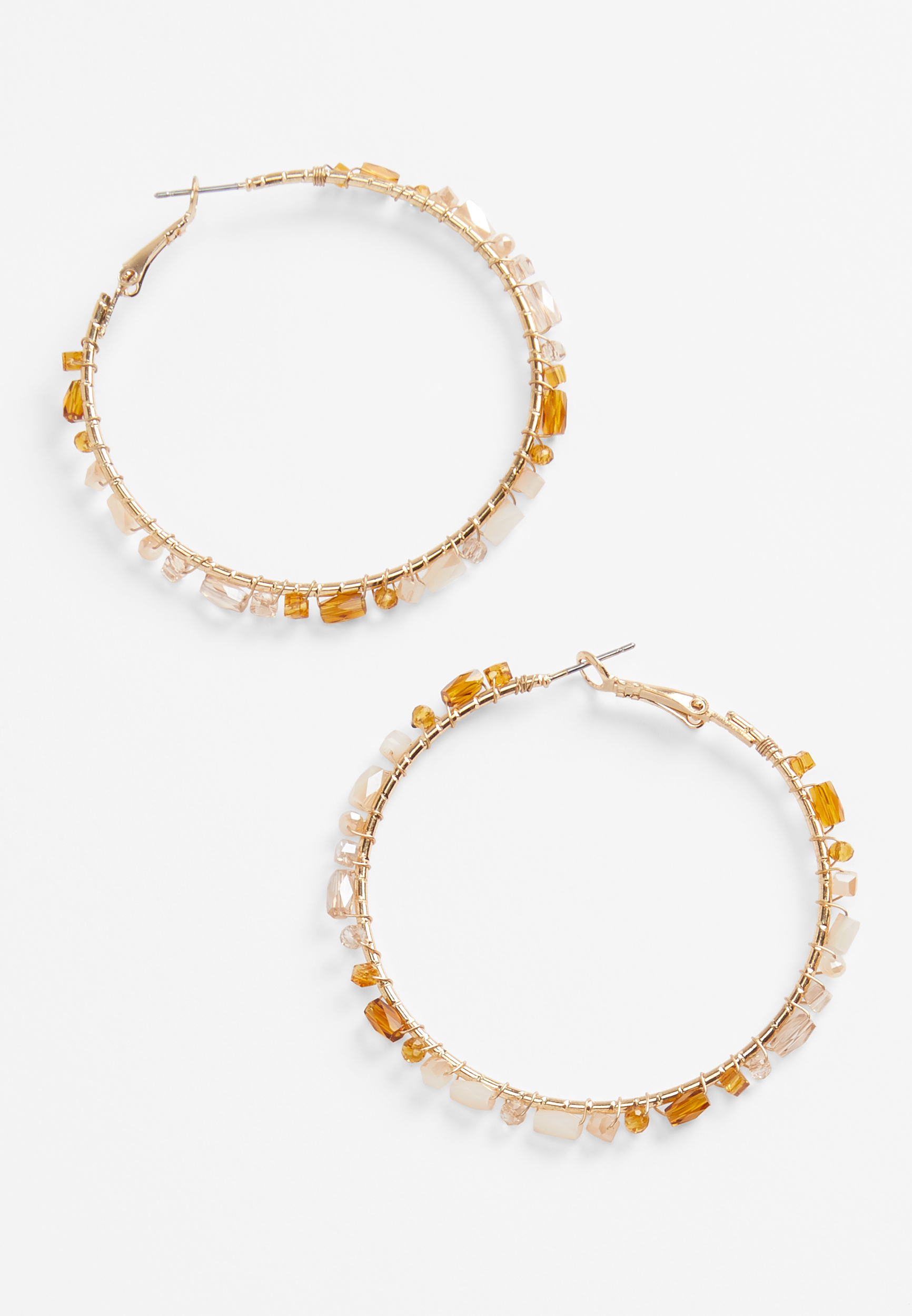 Rust Beaded Hoop Earrings | maurices
