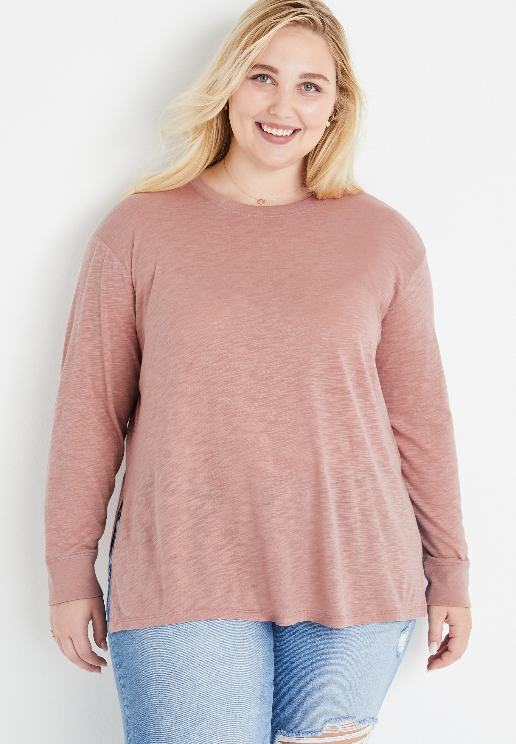 Plus Size 24/7 Long Sleeve Boyfriend Tee | maurices