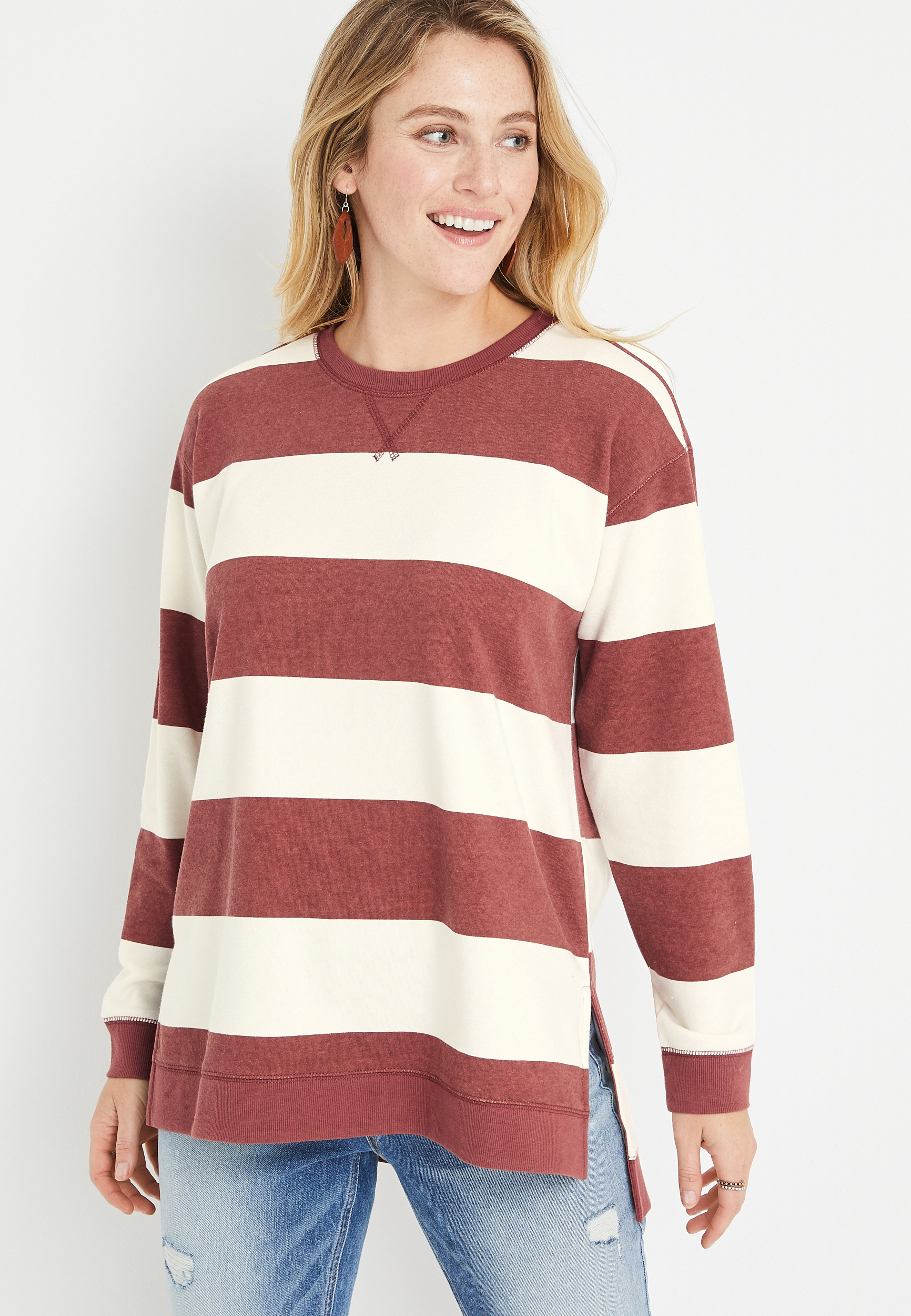 RTV Willowsoft Stripe Tunic Sweatshirt | maurices