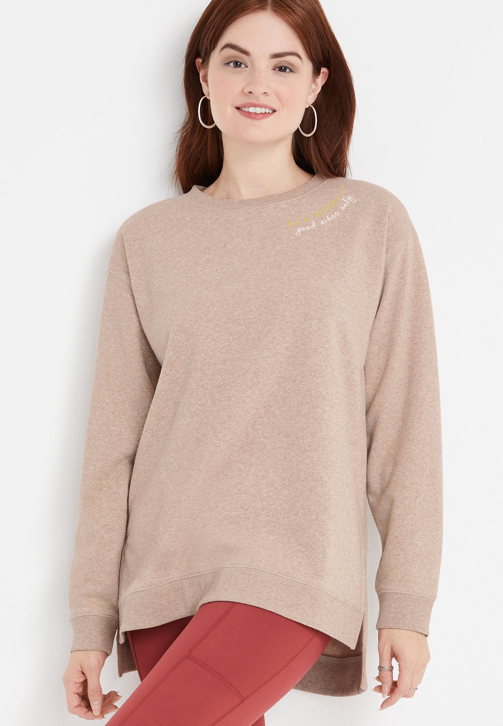 Willowsoft Good Vibes Tunic Sweatshirt | maurices