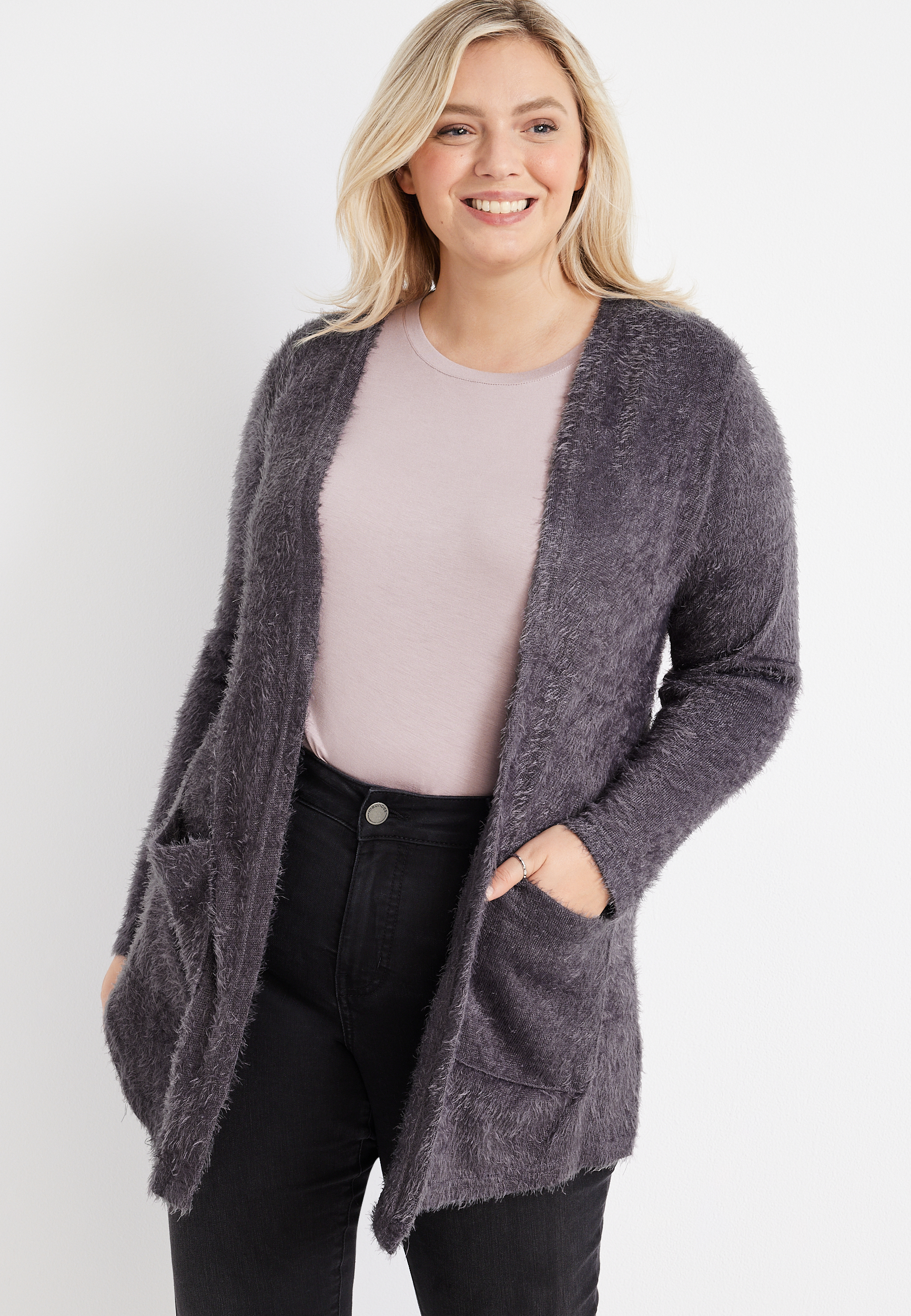 Plus Size Solid Textured Cardigan | maurices