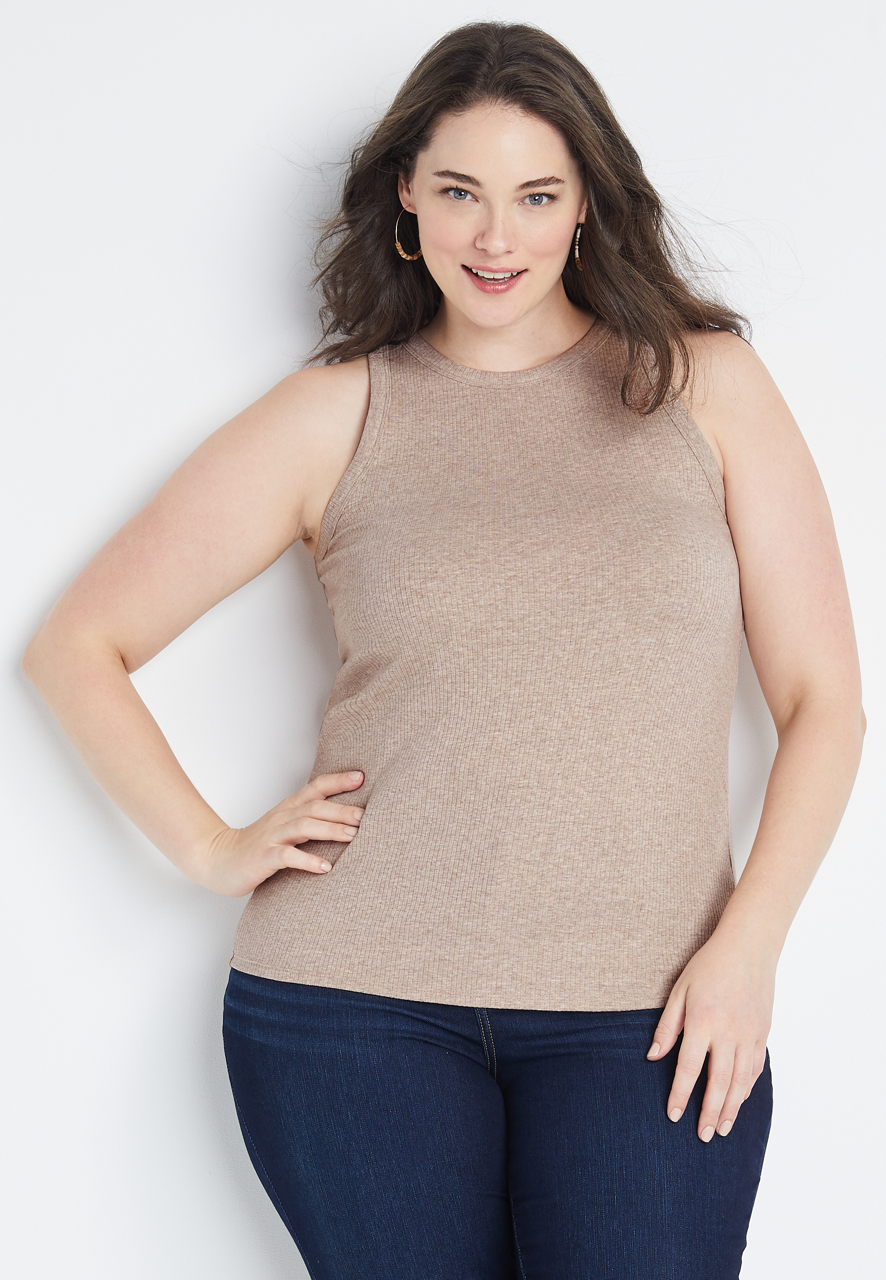 Plus Size Highline Solid Fitted Ribbed Tank Top | maurices