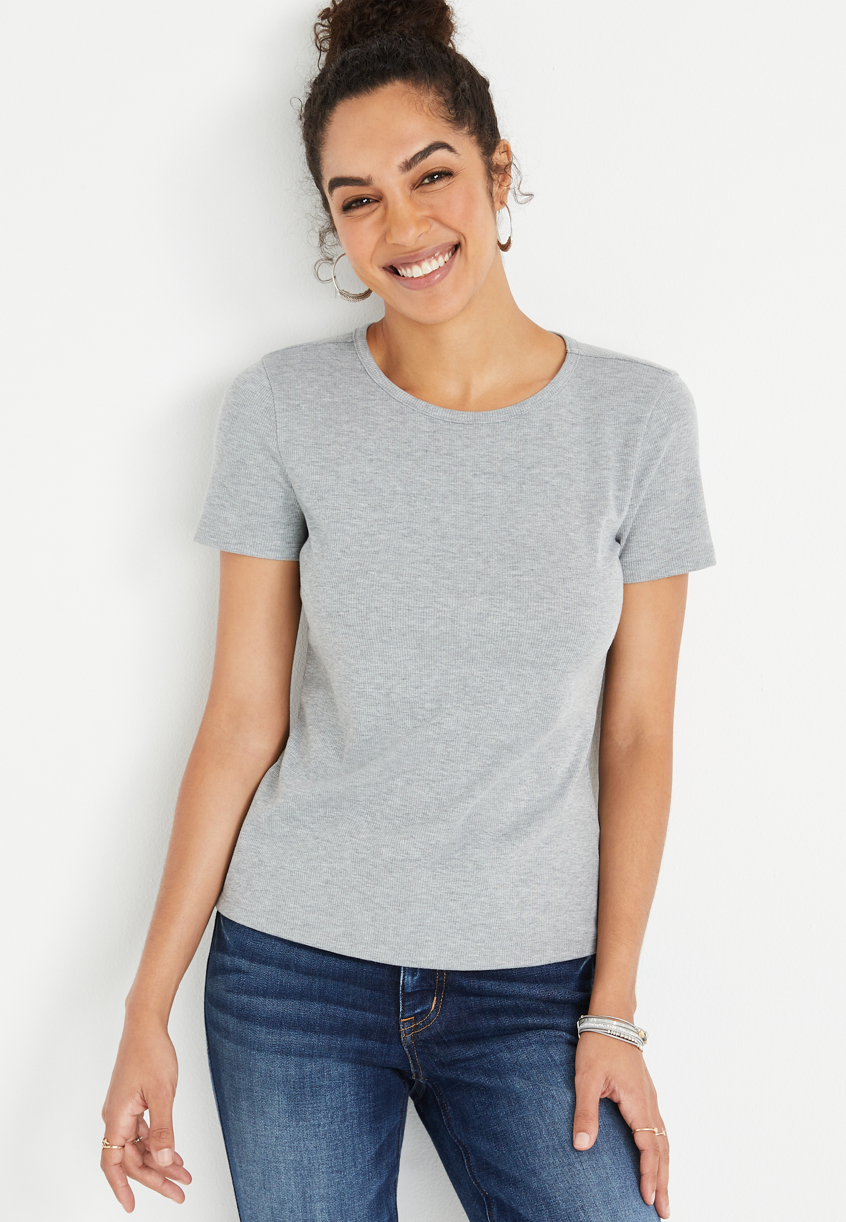 24/7 Solid Rib Knit Tuck In Tee | maurices
