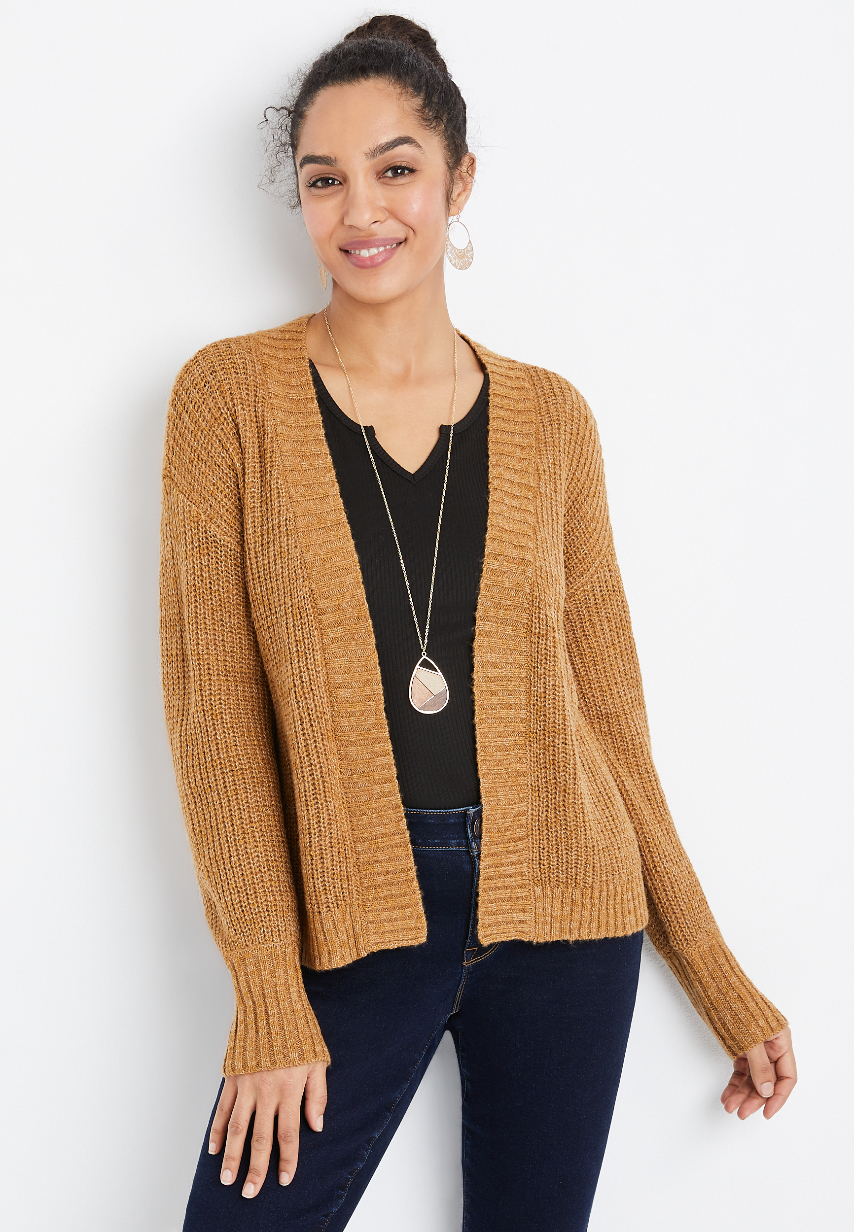 Solid Long Sleeve Cropped Cardigan | maurices