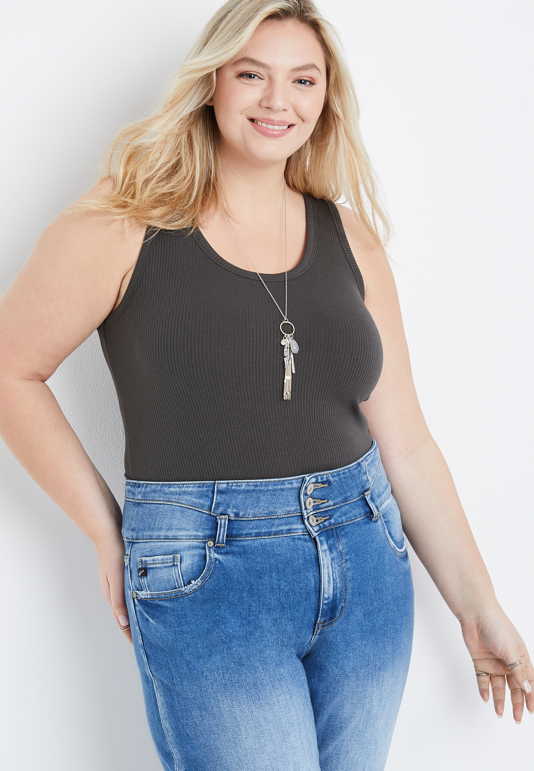 Plus Size Scoop Neck Ribbed Tank Top Maurices