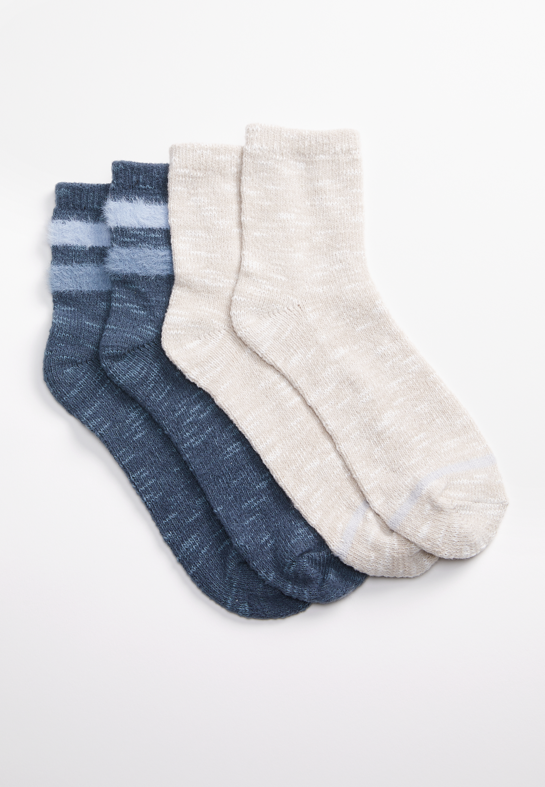 2 Pack Blue Combo Eyelash Short Crew Socks | maurices