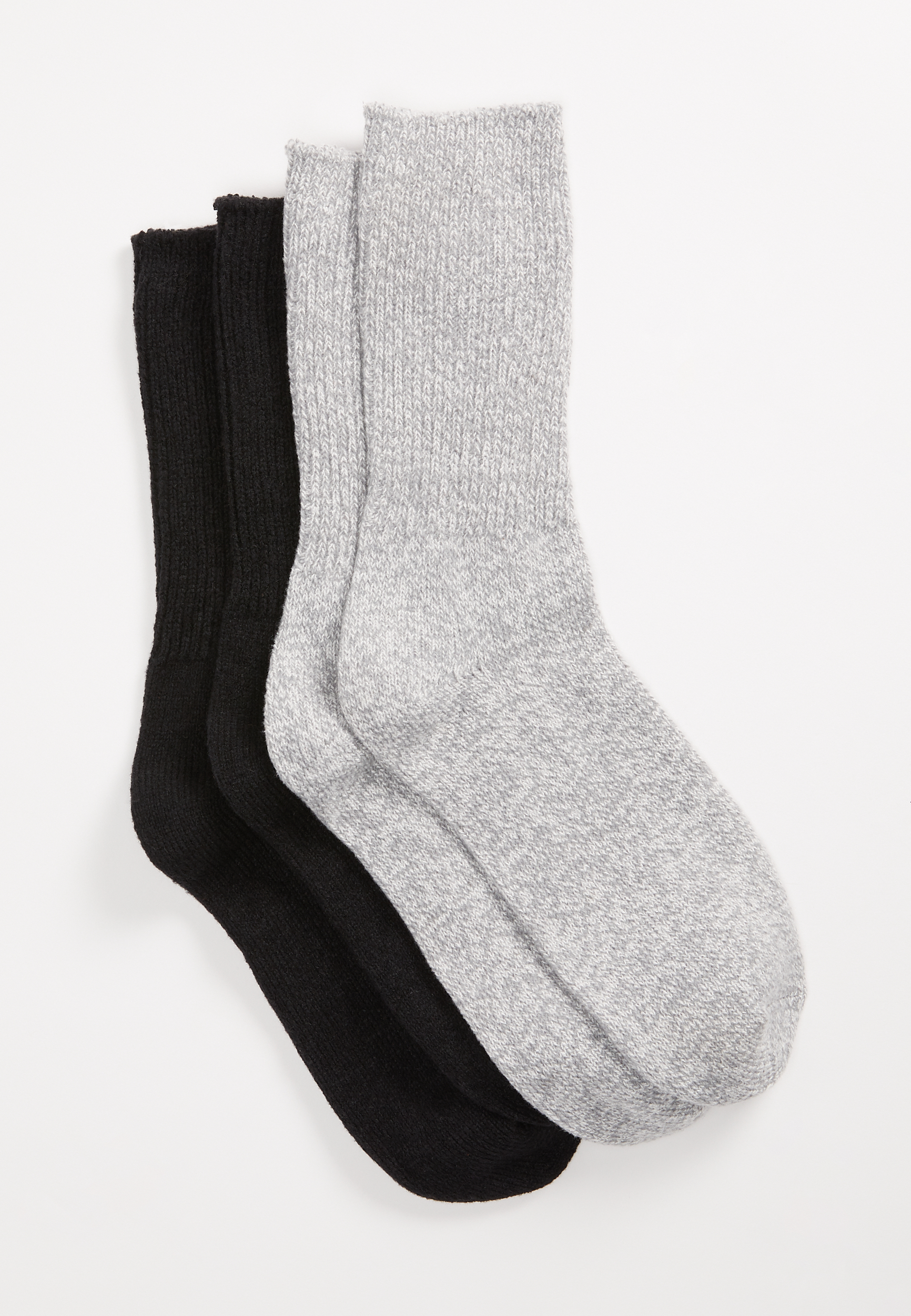 2 Pack Gray and Black Marled Crew Socks | maurices