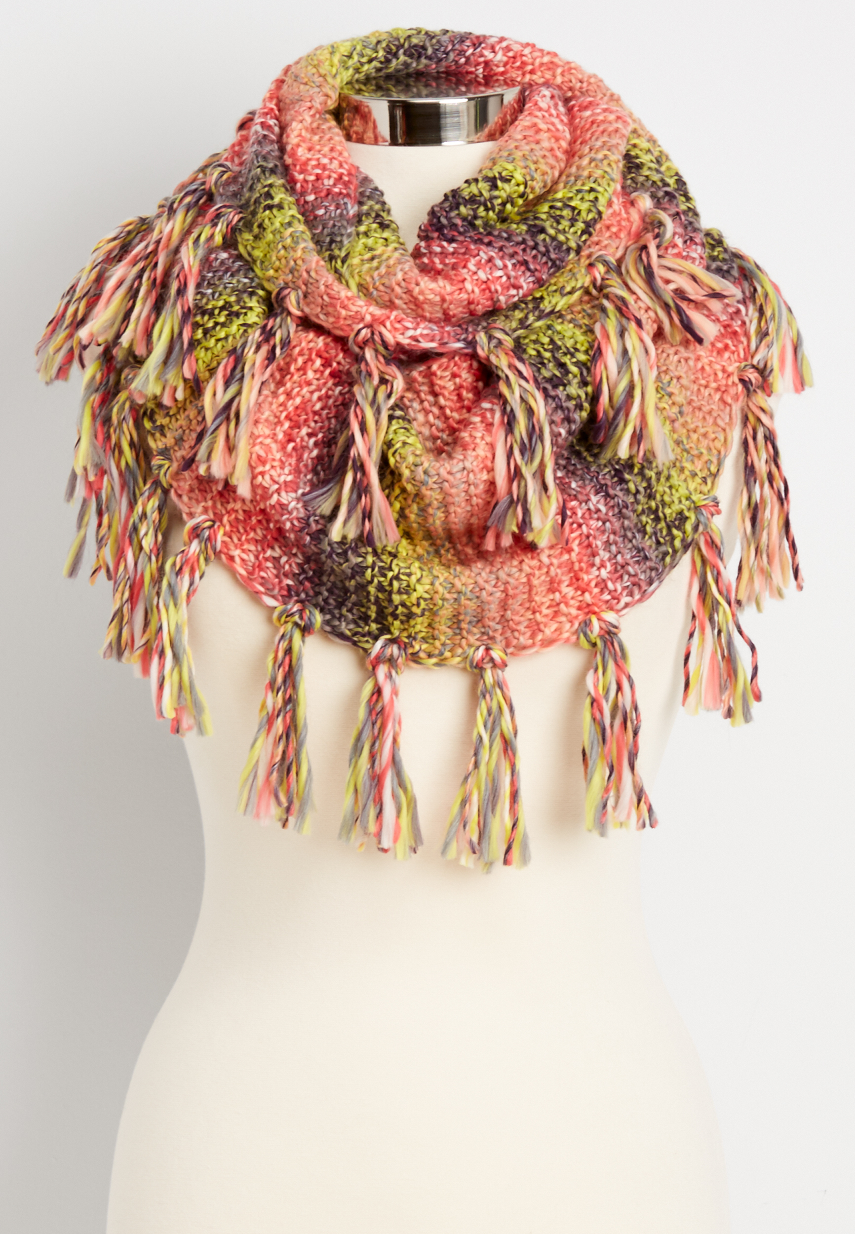multicolor infinity scarf with tassel fringe | maurices