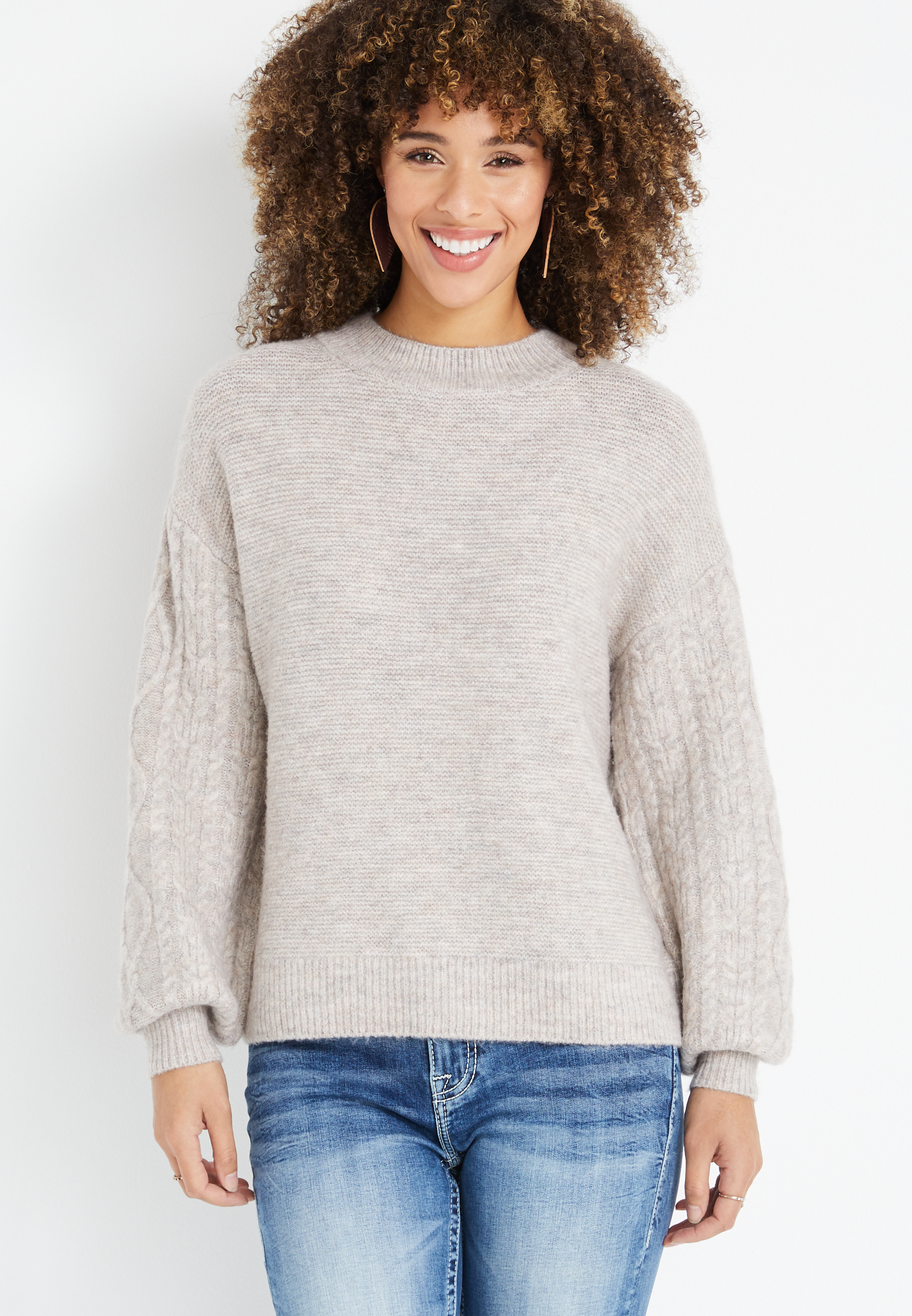 Vigoss® Cable Knit Crew Neck Cozy Sweater | maurices