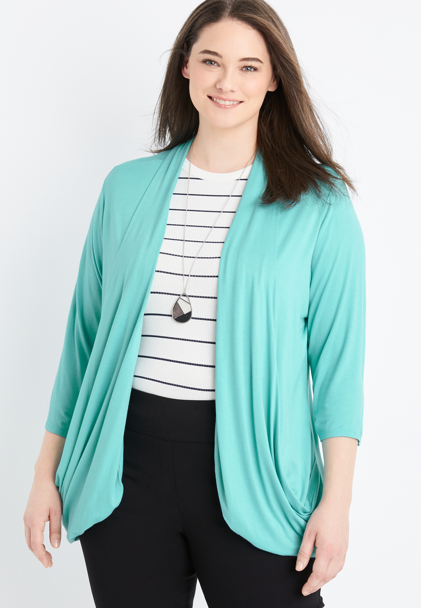 Plus Size Solid Open Front Slouchy Cardigan | maurices