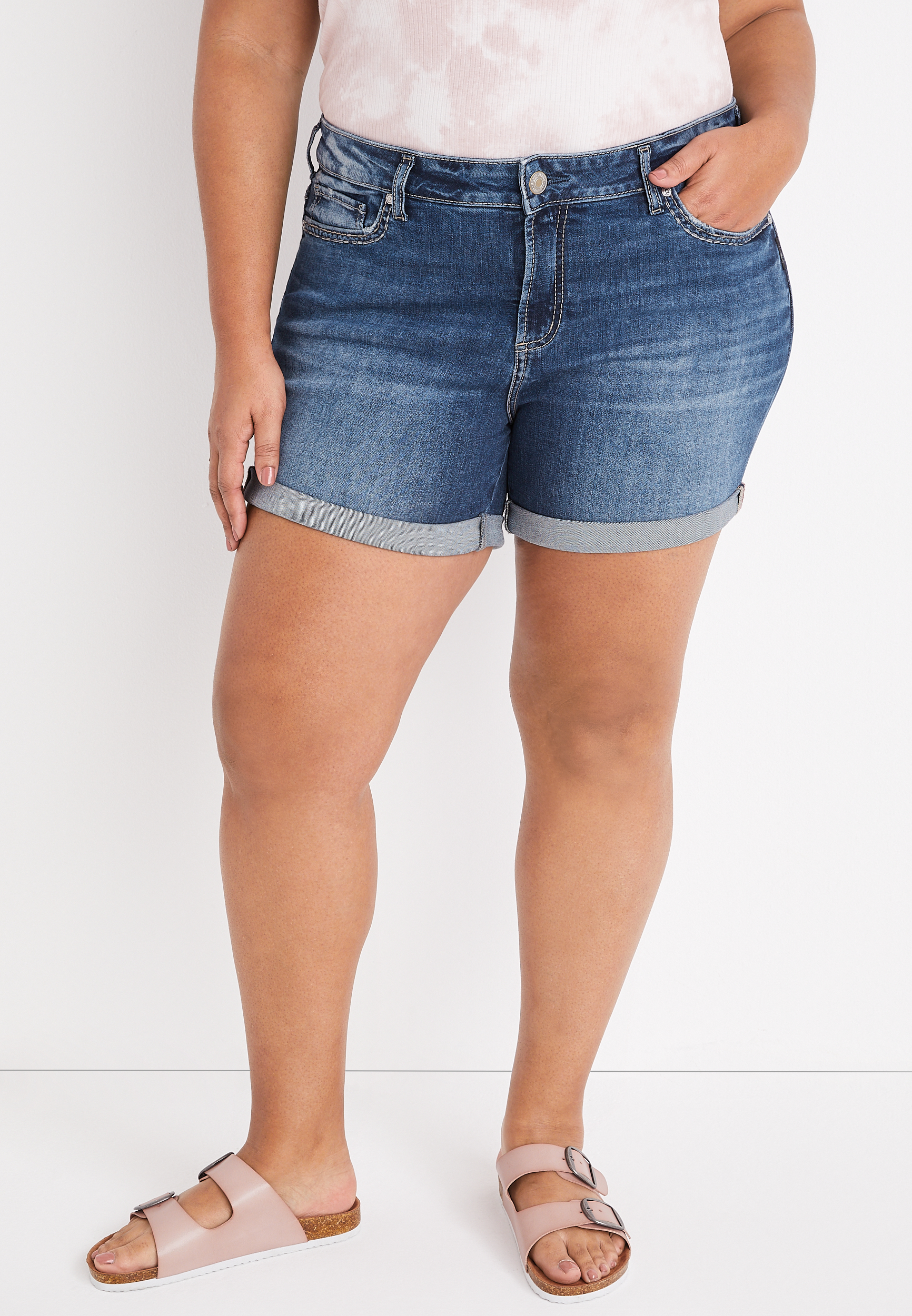 Plus Size Silver Jeans Co.® Elyse Curvy Mid Rise 5in Short | maurices