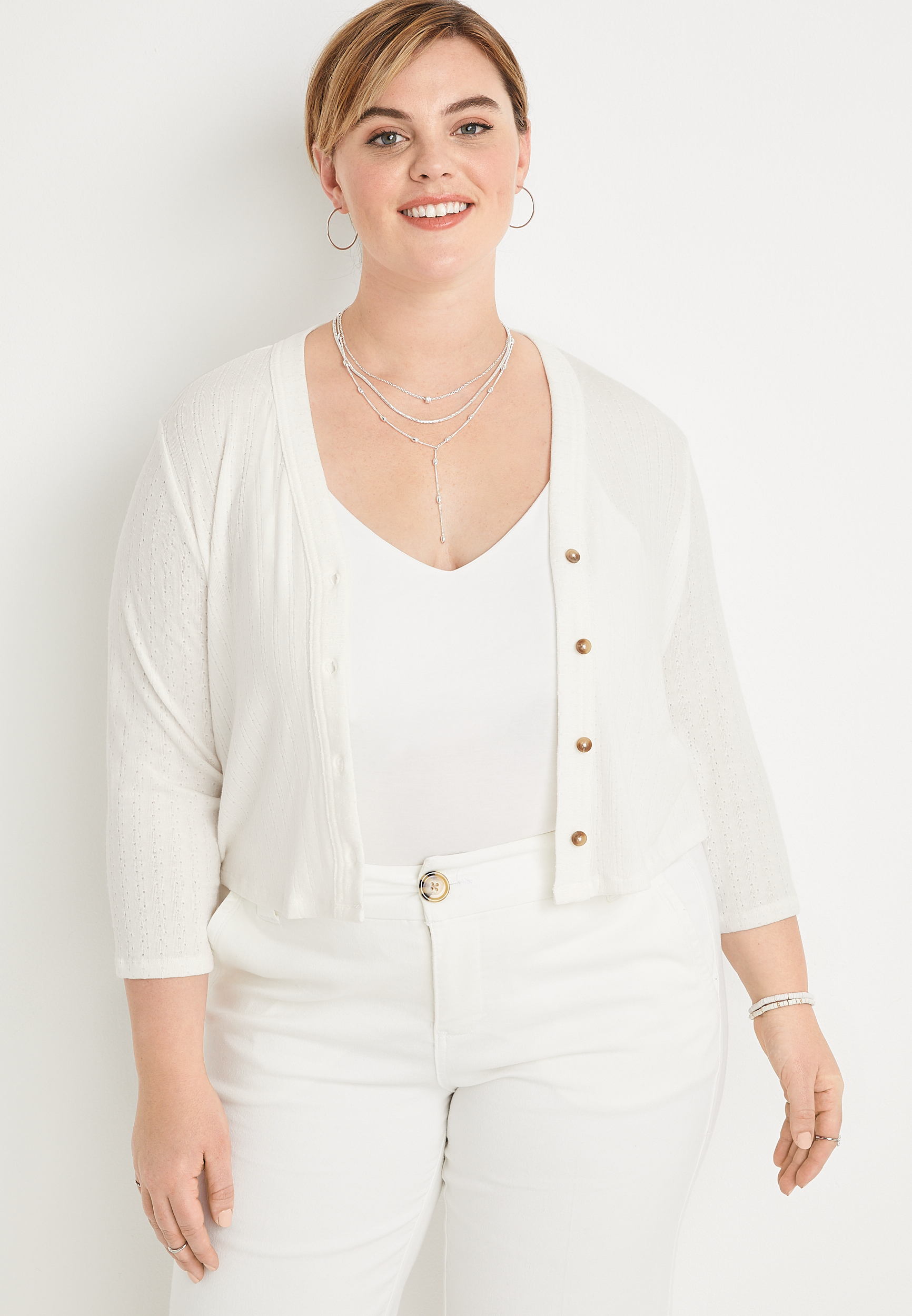 Plus Size Solid Button Down Cropped Cardigan | maurices