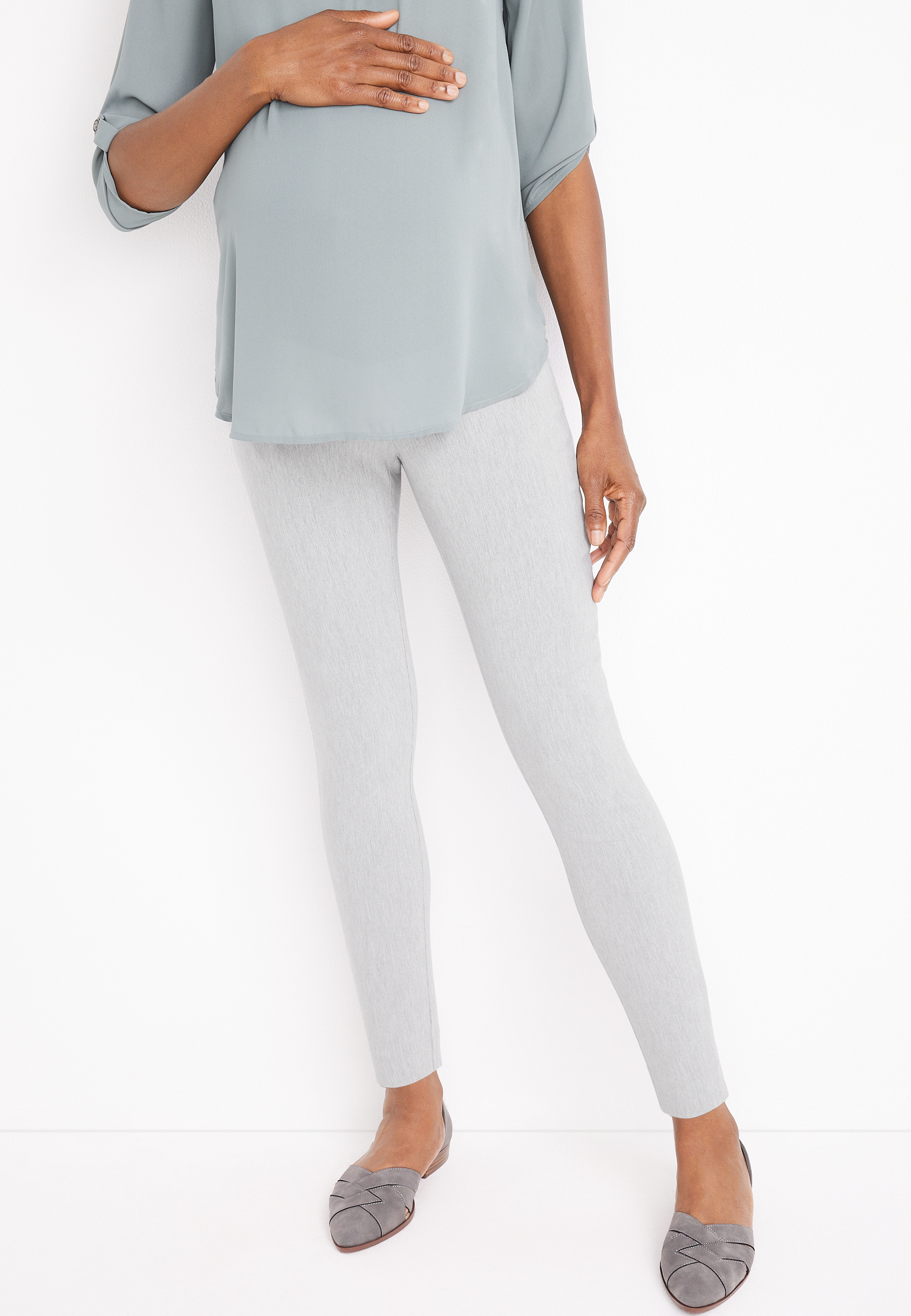 Bengaline Over The Bump Gray Skinny Maternity Pant | maurices