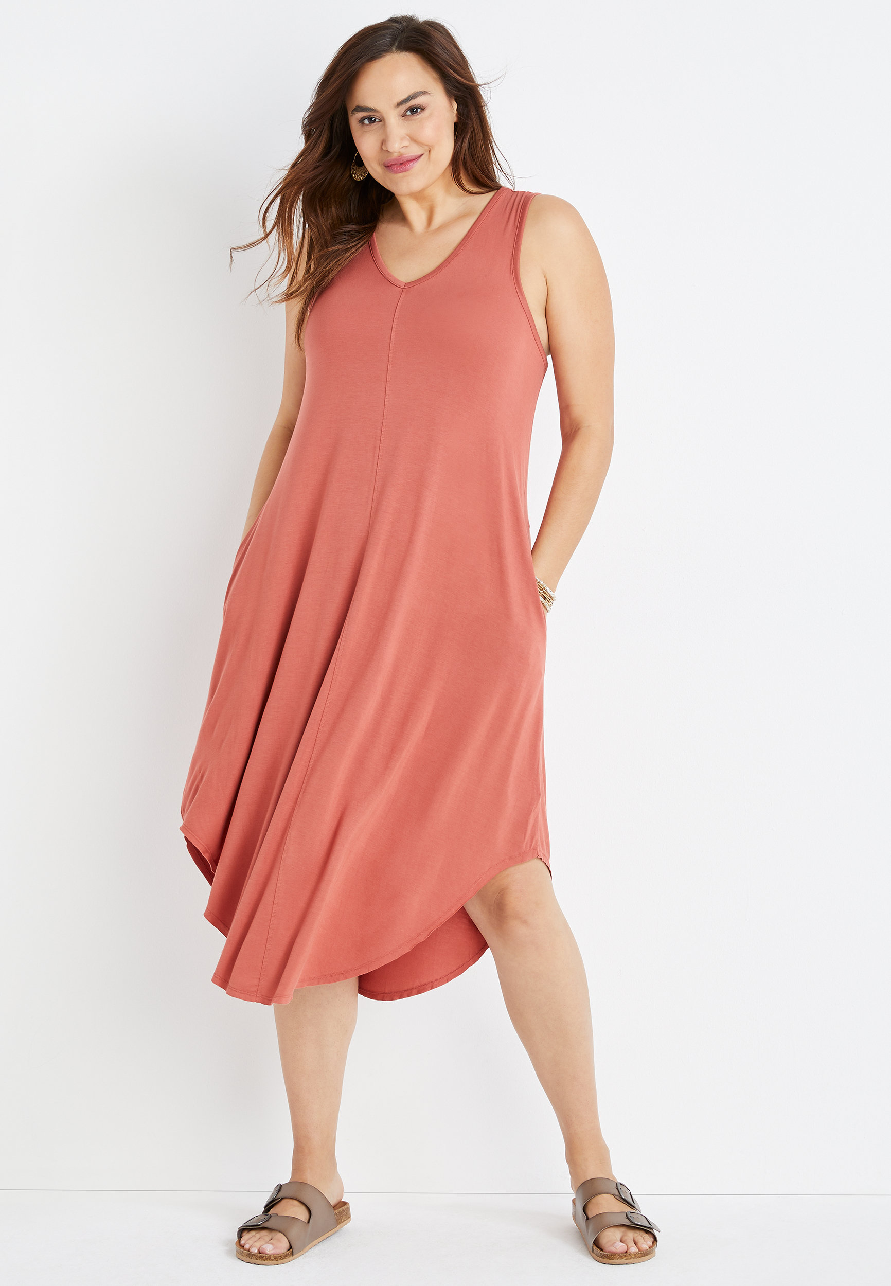 Plus Size 24/7 Solid Midi Dress | maurices