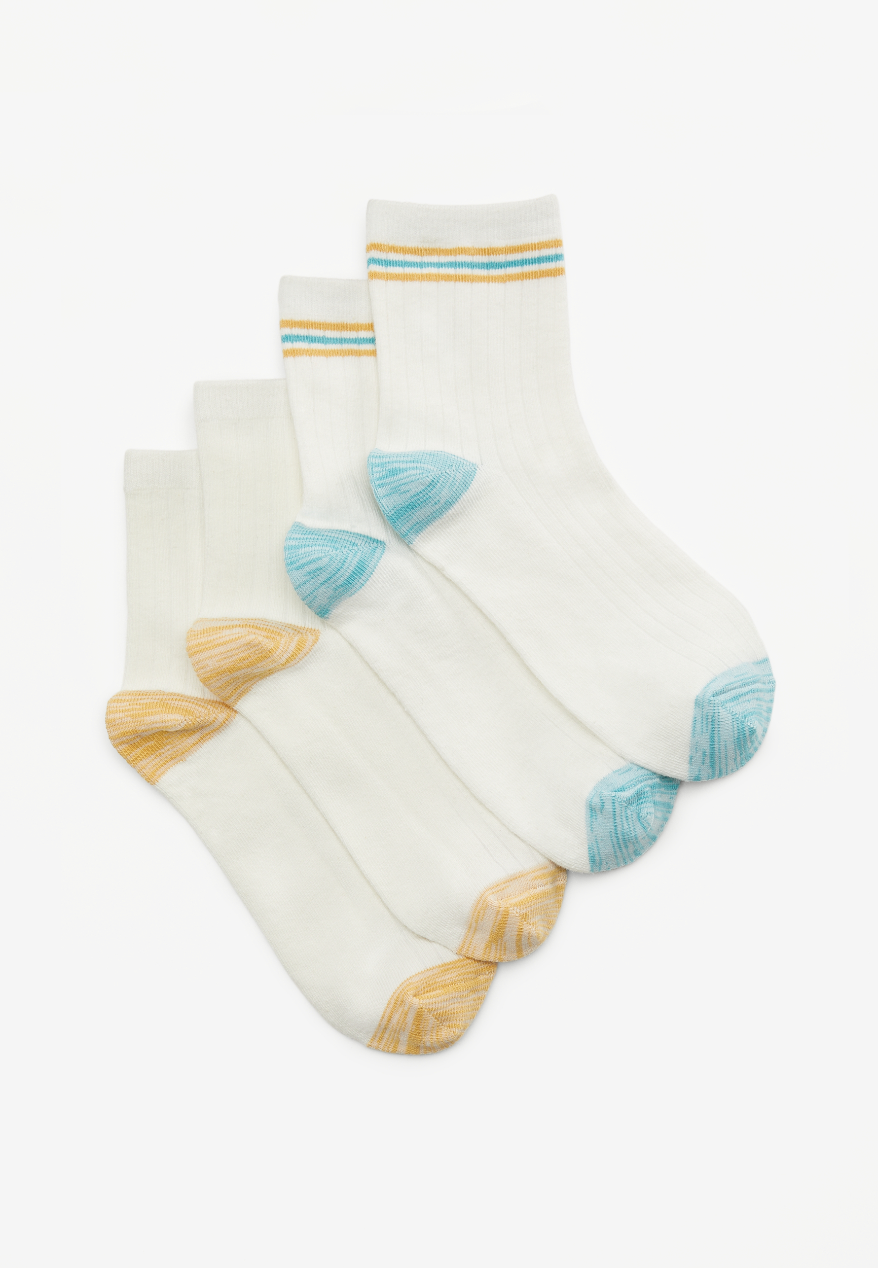 2 Pack White Combo Striped Short Crew Socks | maurices