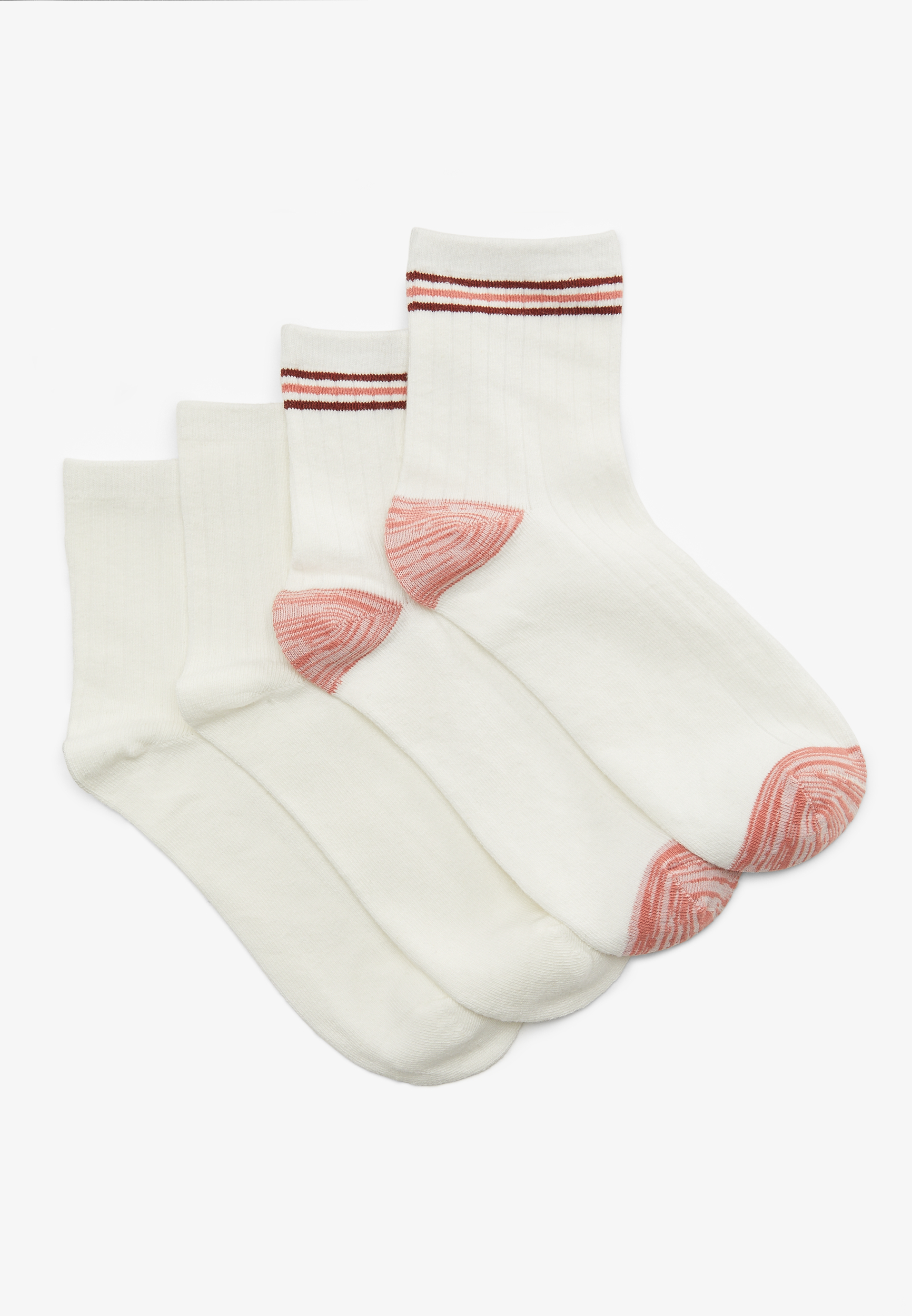 2 Pack White Combo Striped Short Crew Socks | maurices