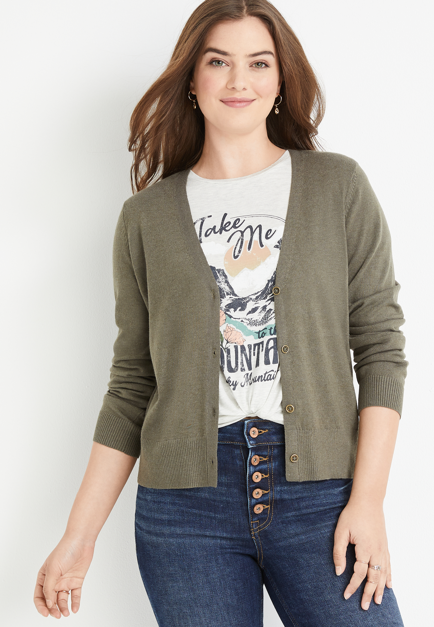 Solid Cropped Boyfriend Cardigan | maurices