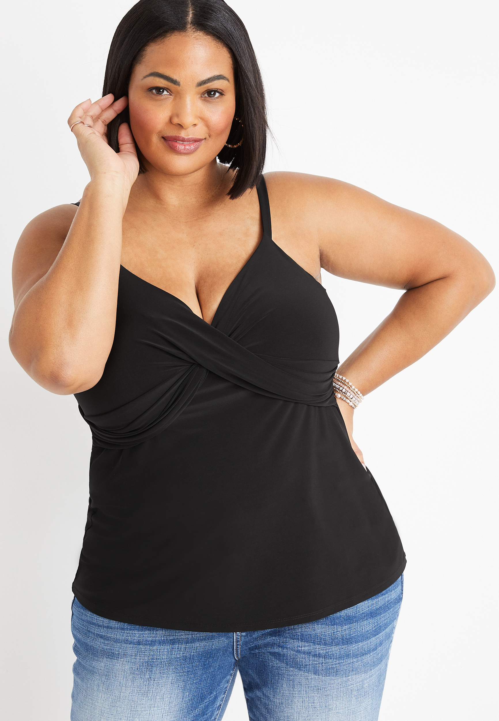 Plus Size Solid Front Wrap Tank Top | maurices