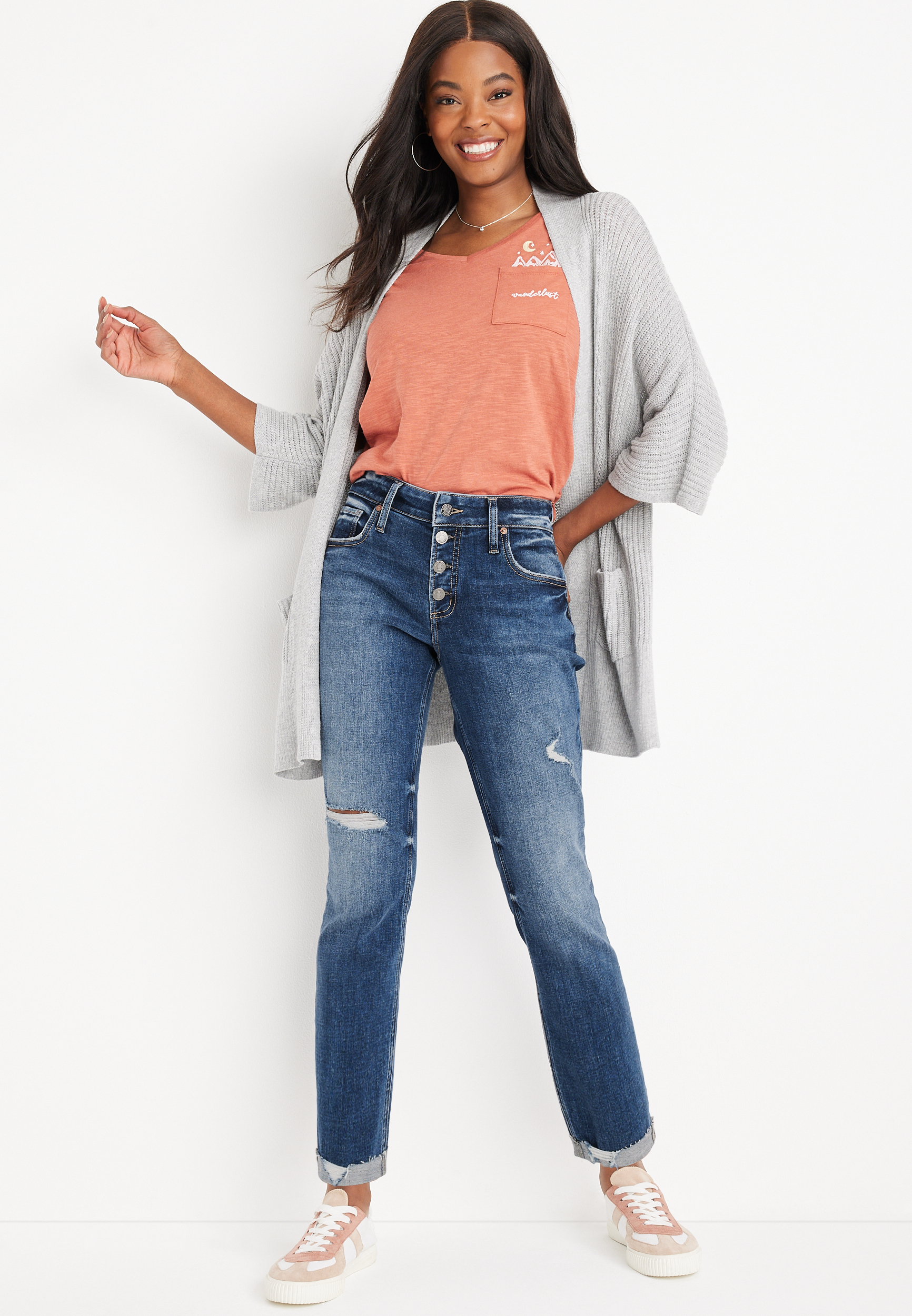 Silver Jeans Co.® Boyfriend Mid Rise Button Fly Jean | maurices