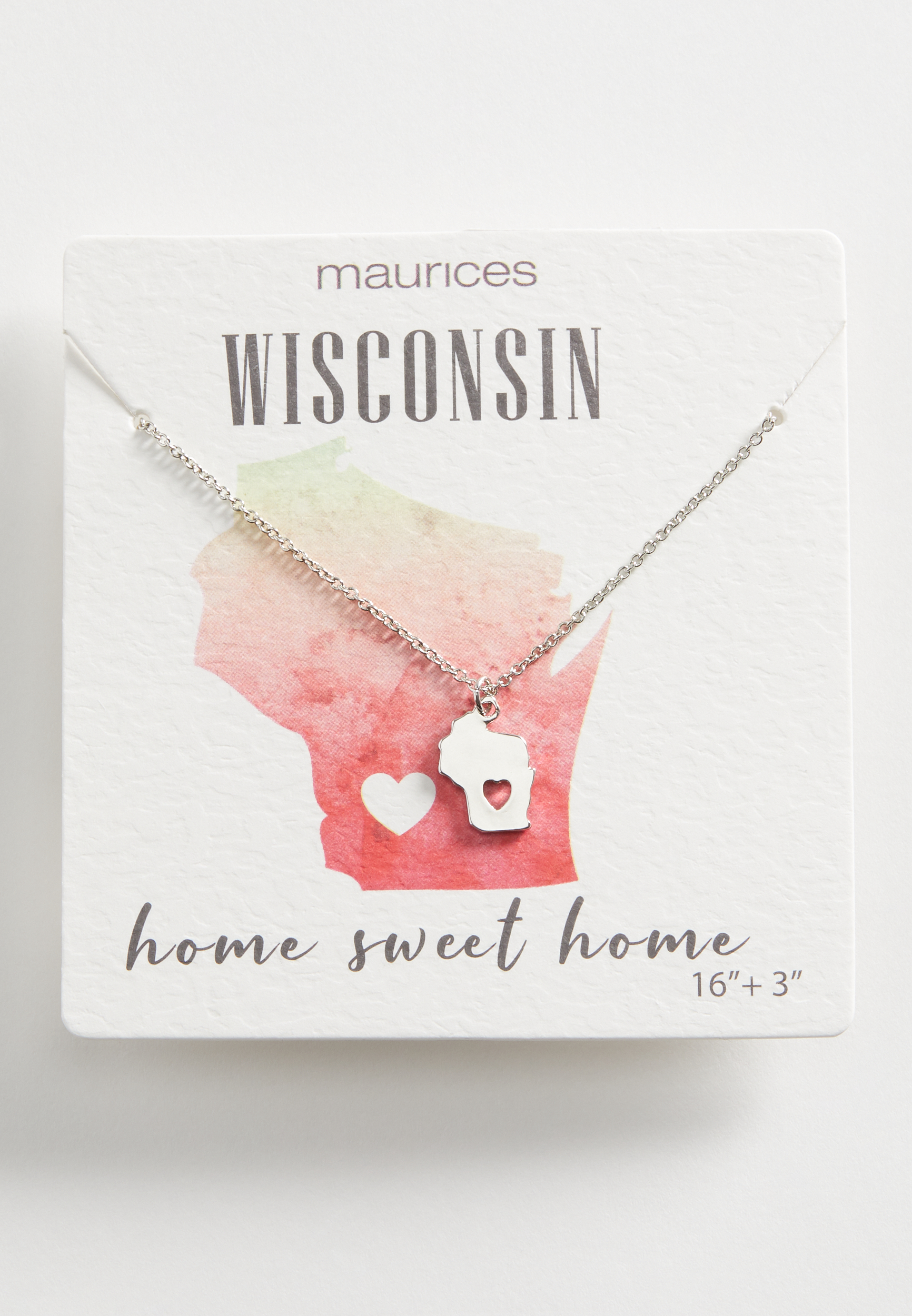 Dainty Silver Wisconsin State Necklace | maurices