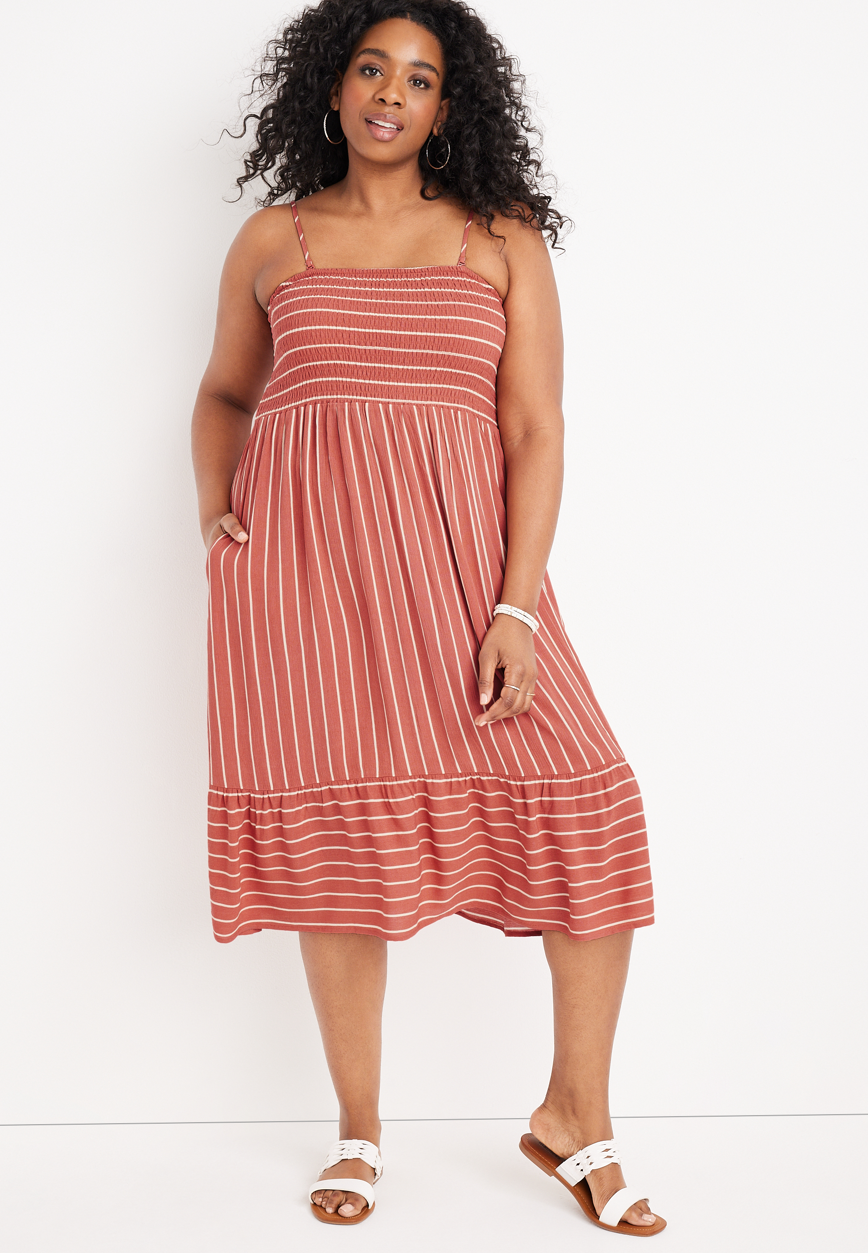 Plus Size Striped Convertible Midi Dress | maurices