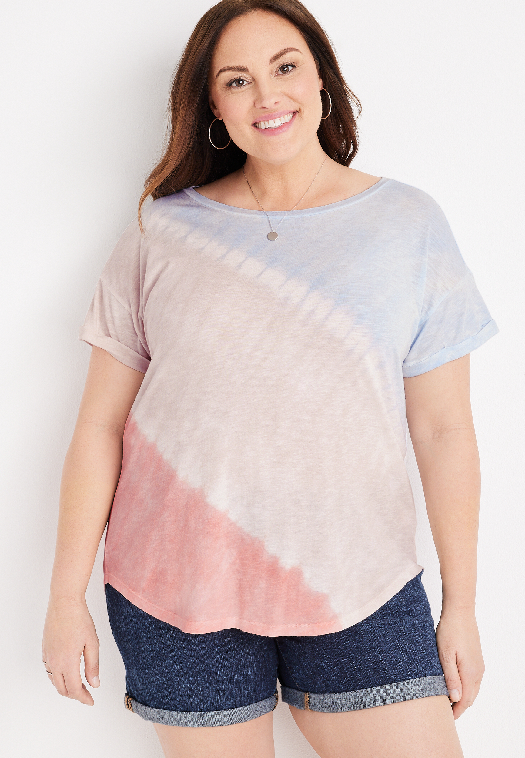 Plus Size 24/7 Forever Drop Shoulder Tie Dye Tee | maurices