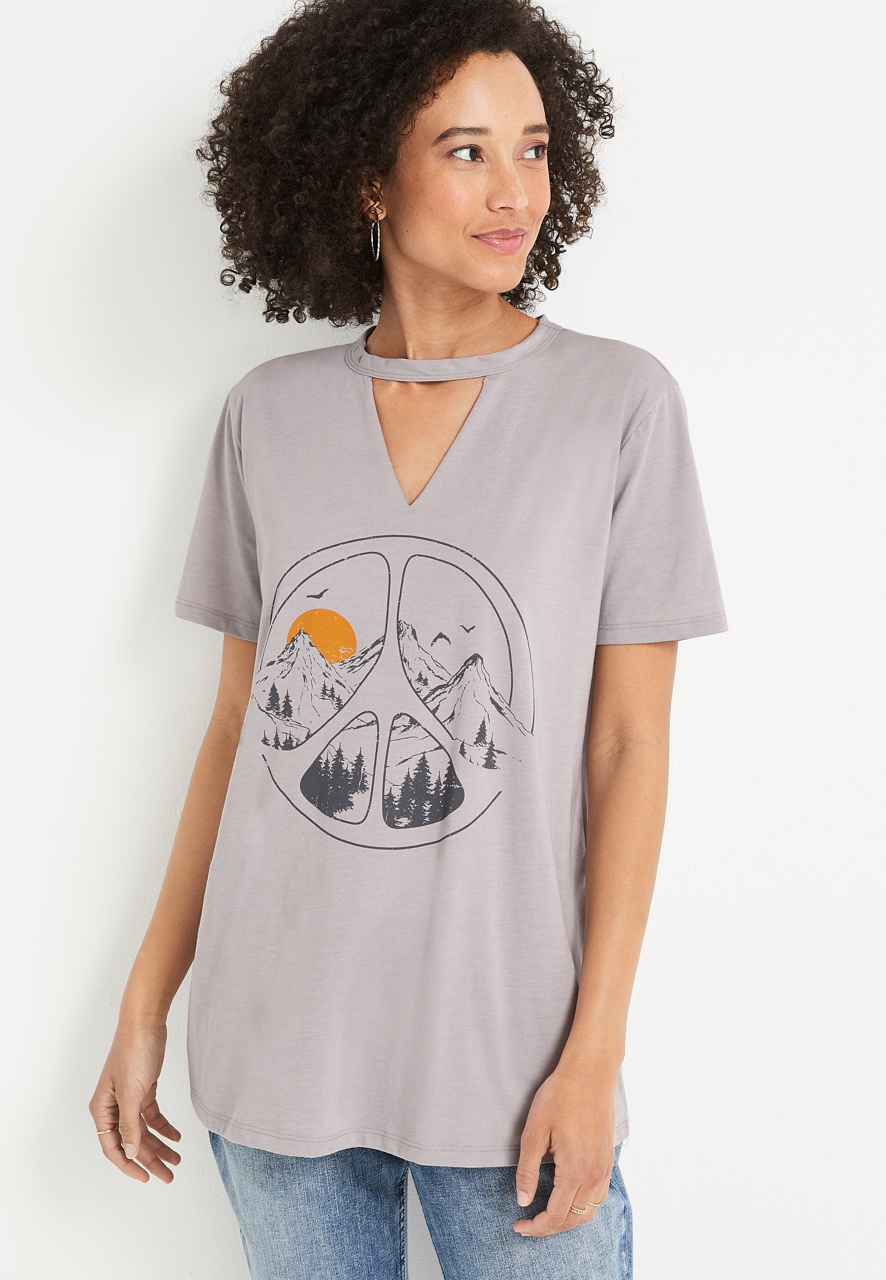 Peace Sign Oversized Graphic Tee | maurices