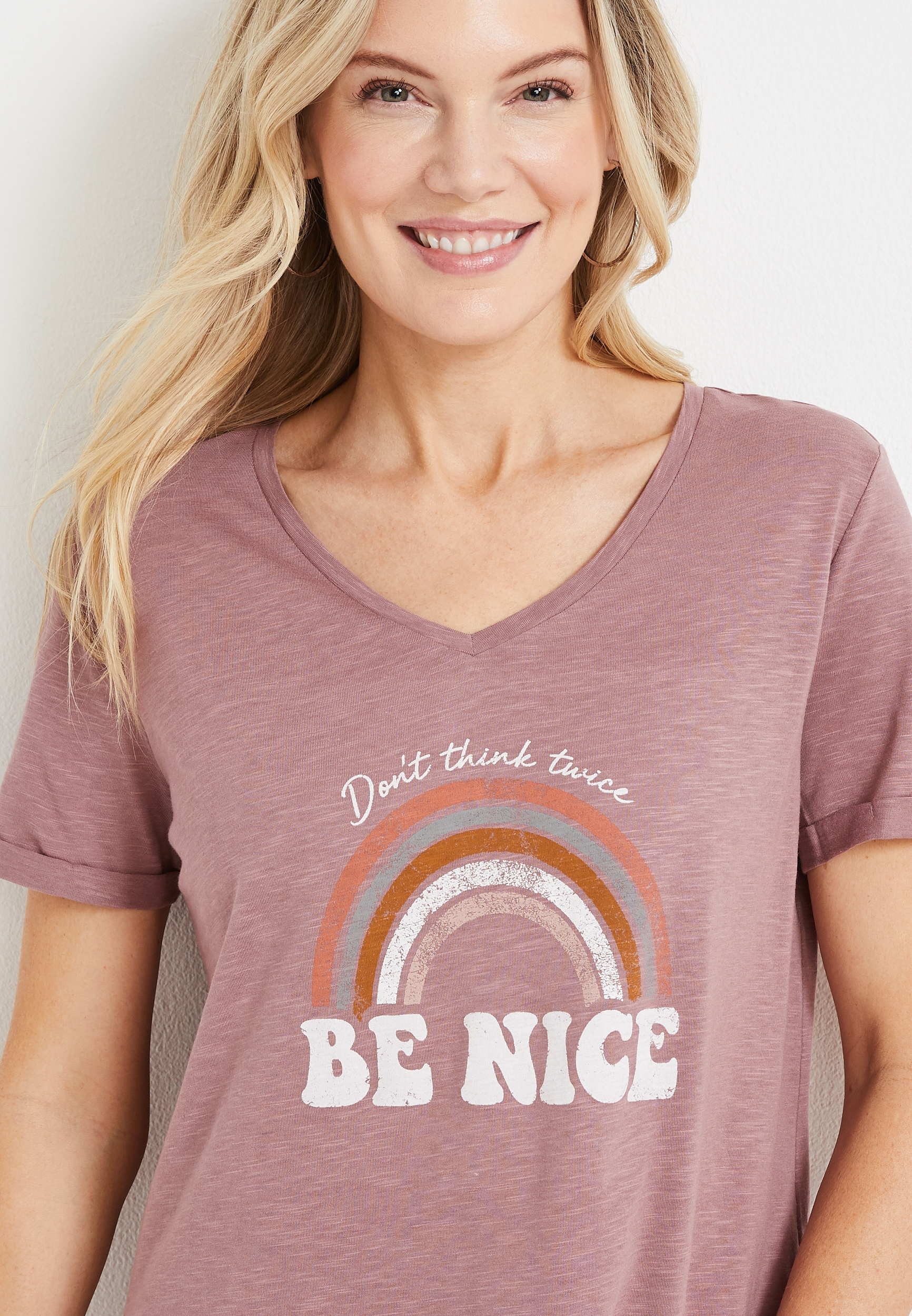 Be Nice V Neck Graphic Tee | maurices