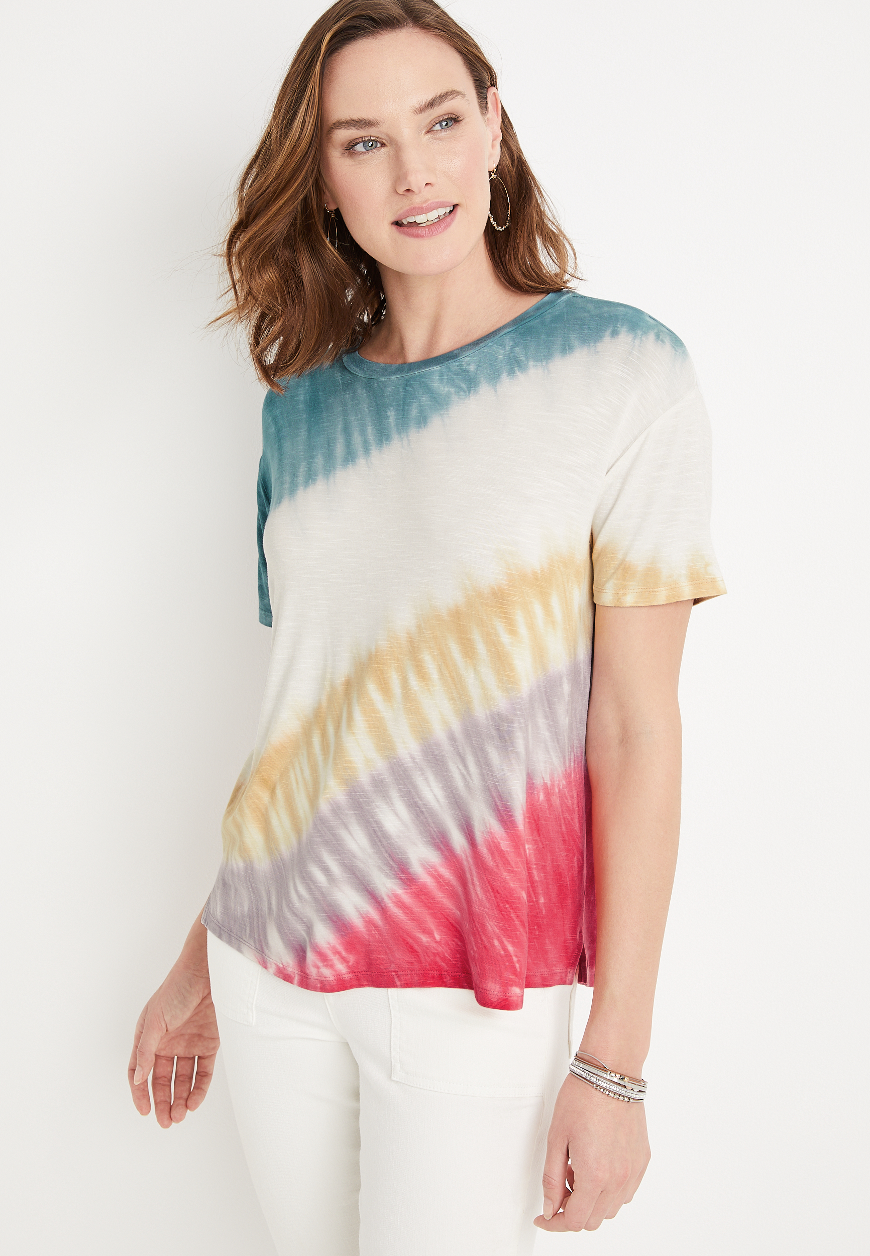 24/7 Flawless Tie Dye Boyfriend Crop Tee | maurices