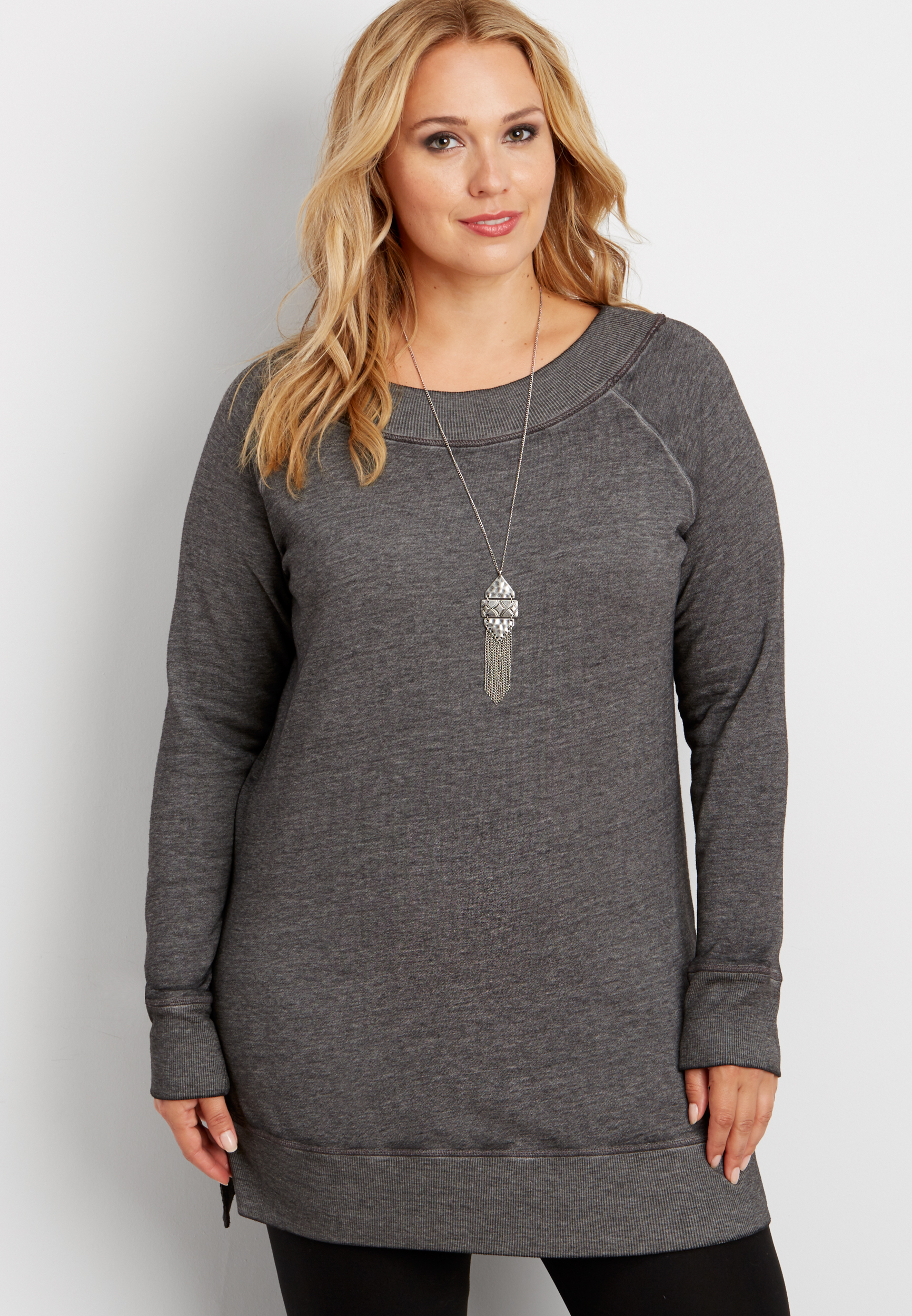 plus size burnwash pullover tunic sweatshirt | maurices