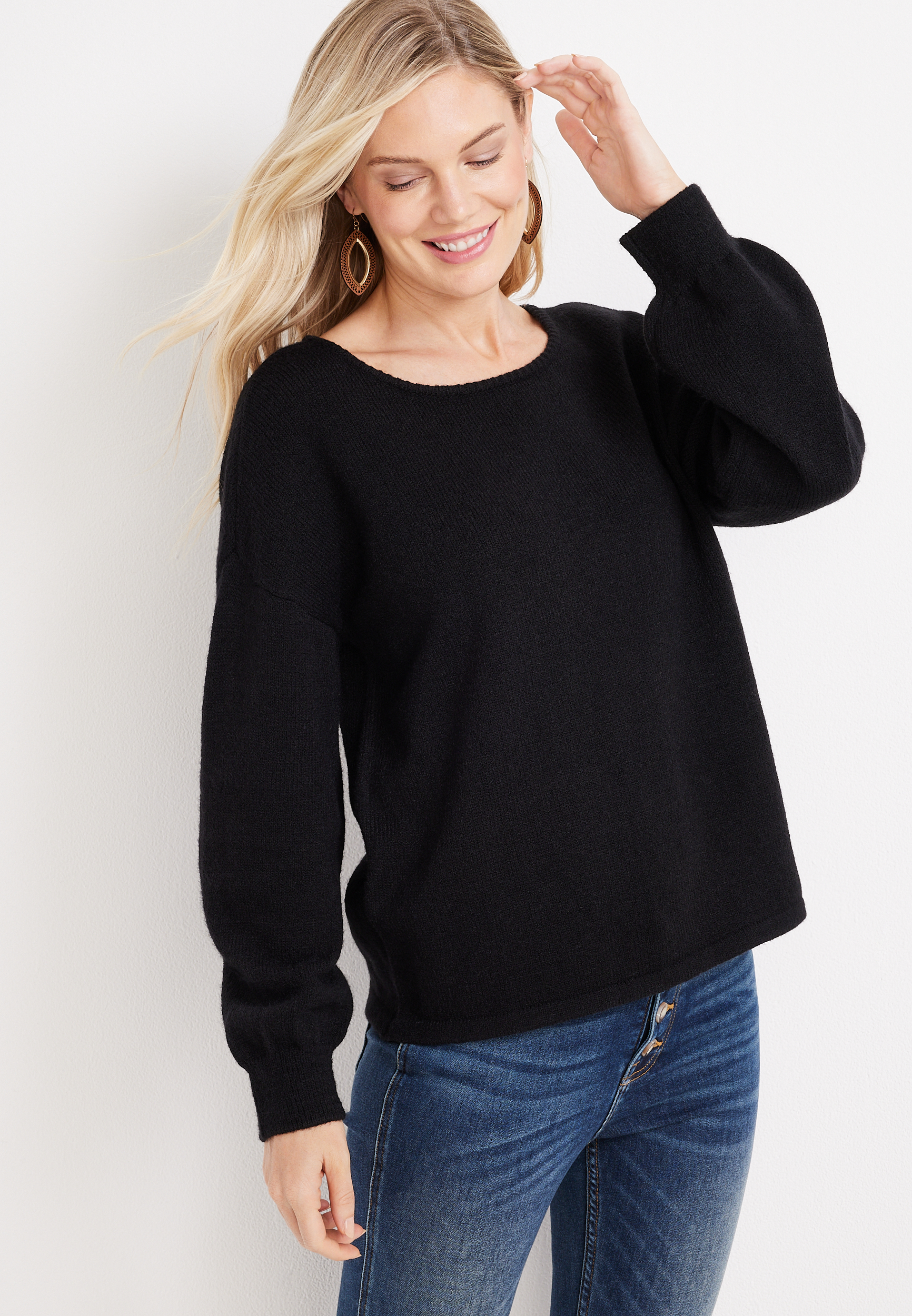 Solid Tie Back Sweater | maurices