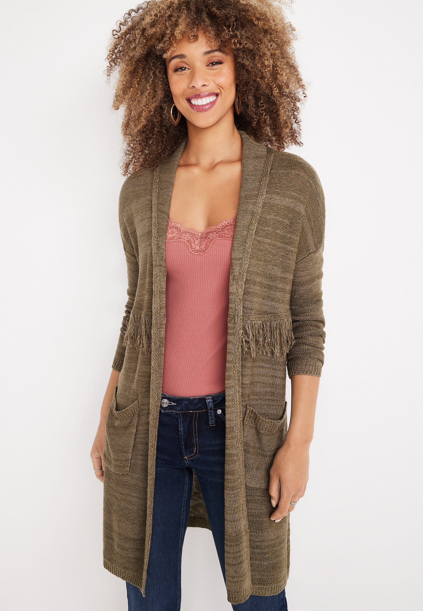 Solid Duster Fringe Cardigan | maurices