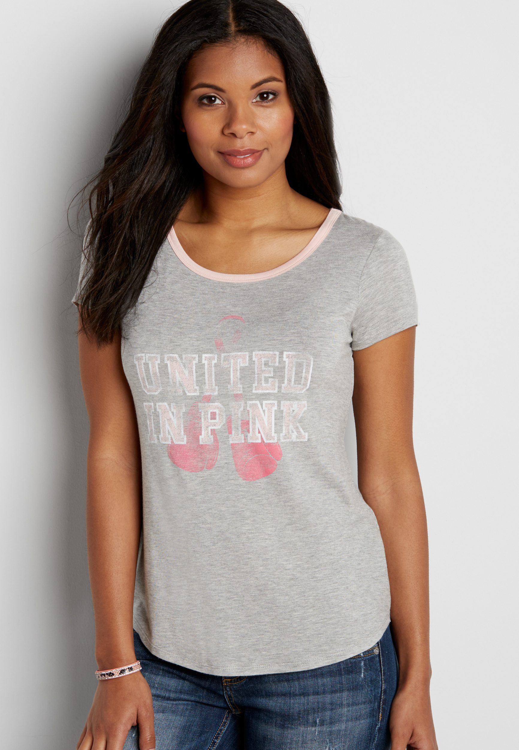 the power of pink ringer tee with united in pink graphic | maurices