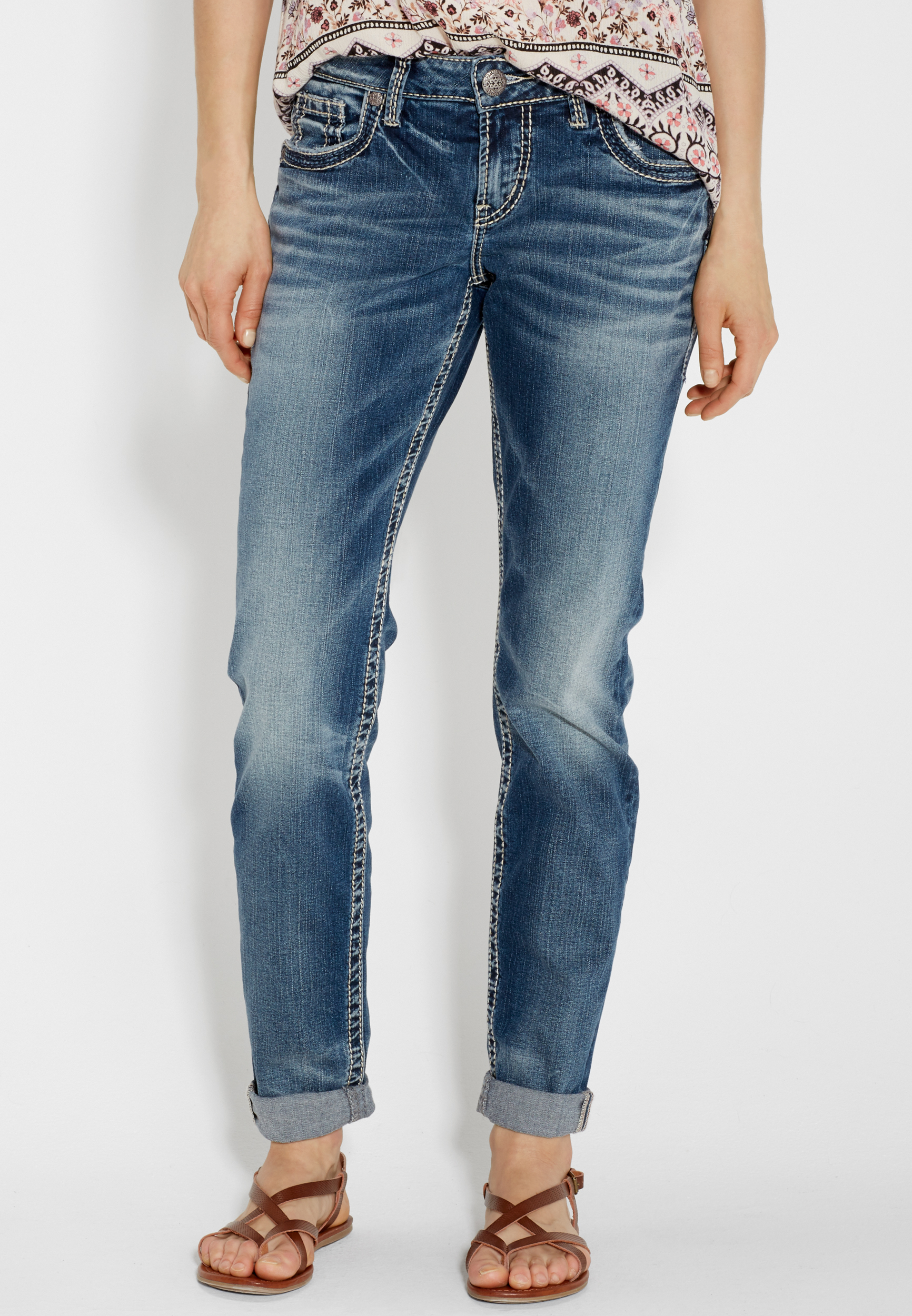 Silver Jeans Co.® medium wash boyfriend jeans | maurices