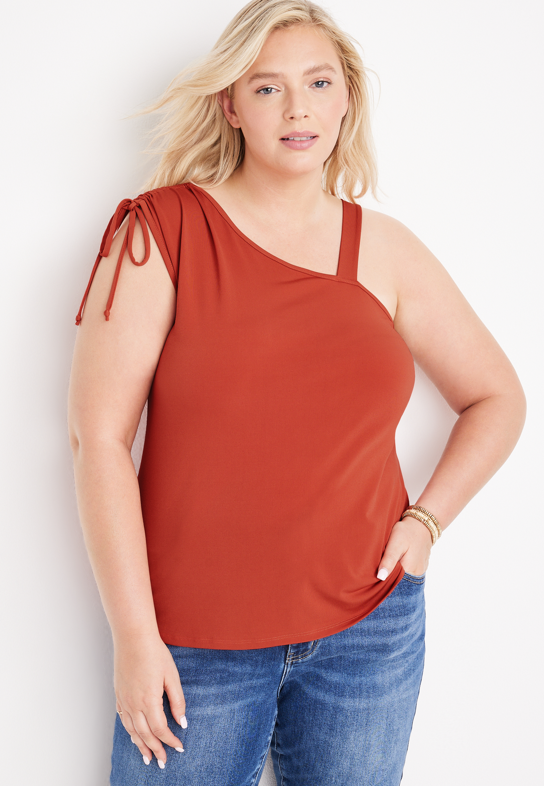 Plus Size Asymmetrical Cinched Tank Top Maurices