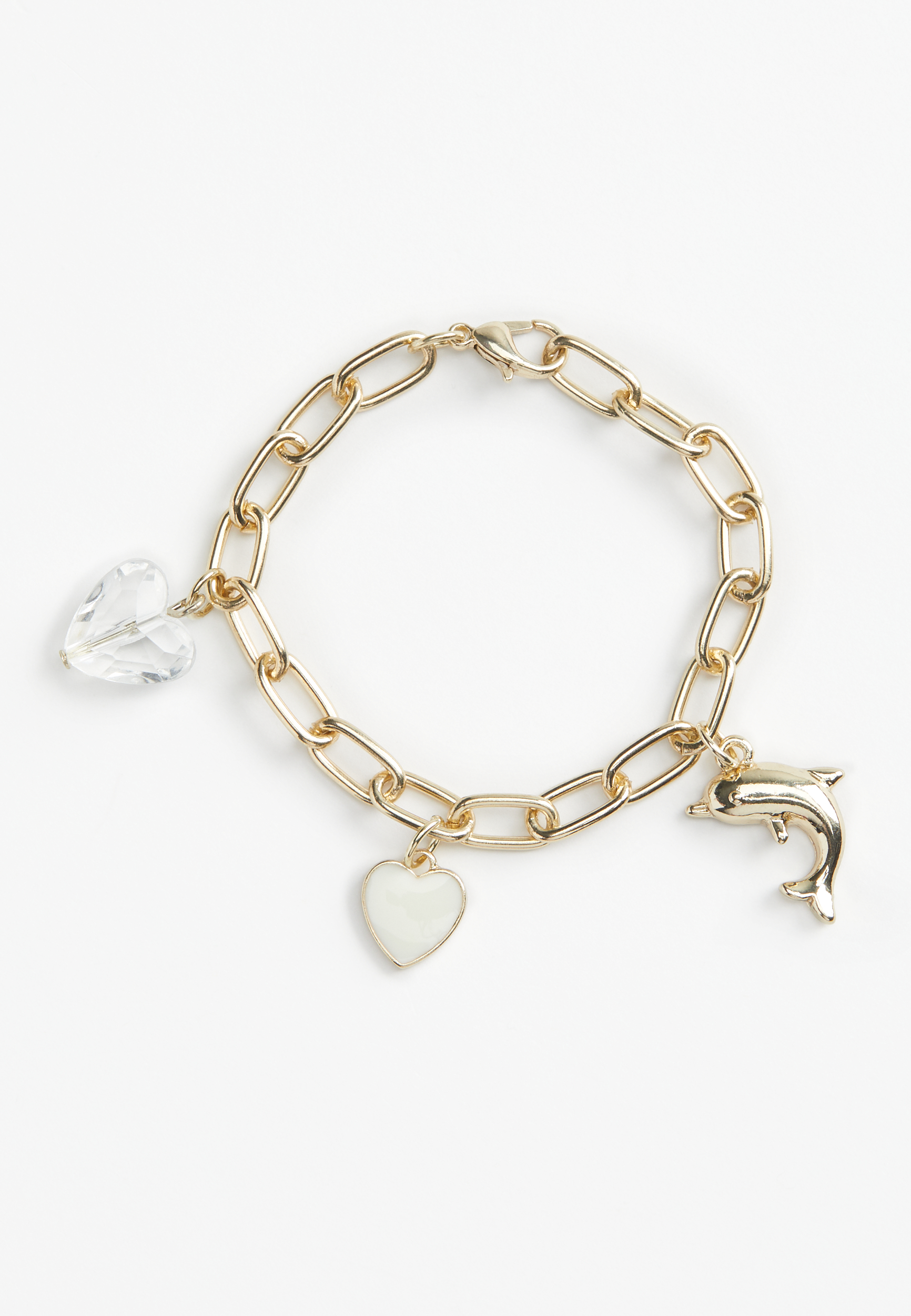 HFS Girls Gold Heart And Dolphin Bracelet | maurices