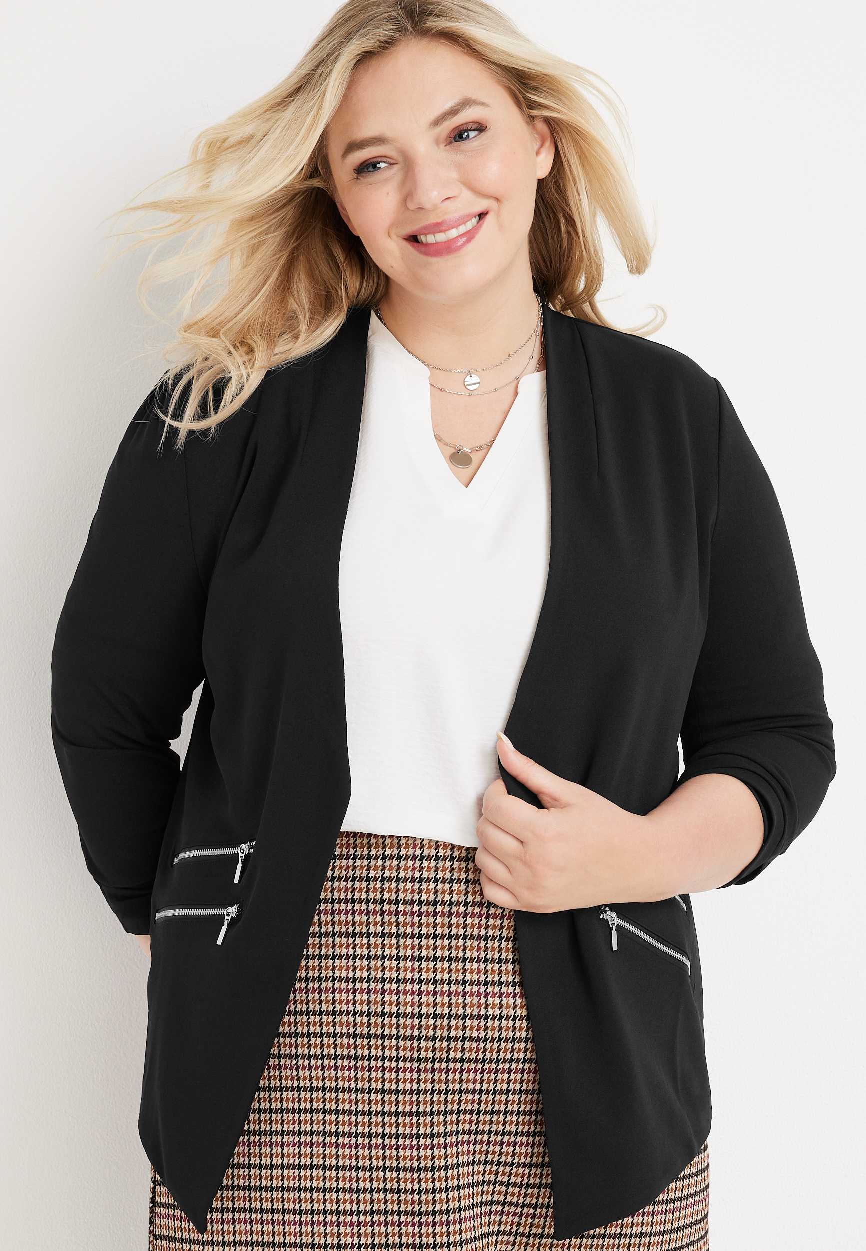 Plus Size Double Zipper Ever Go Blazer | maurices