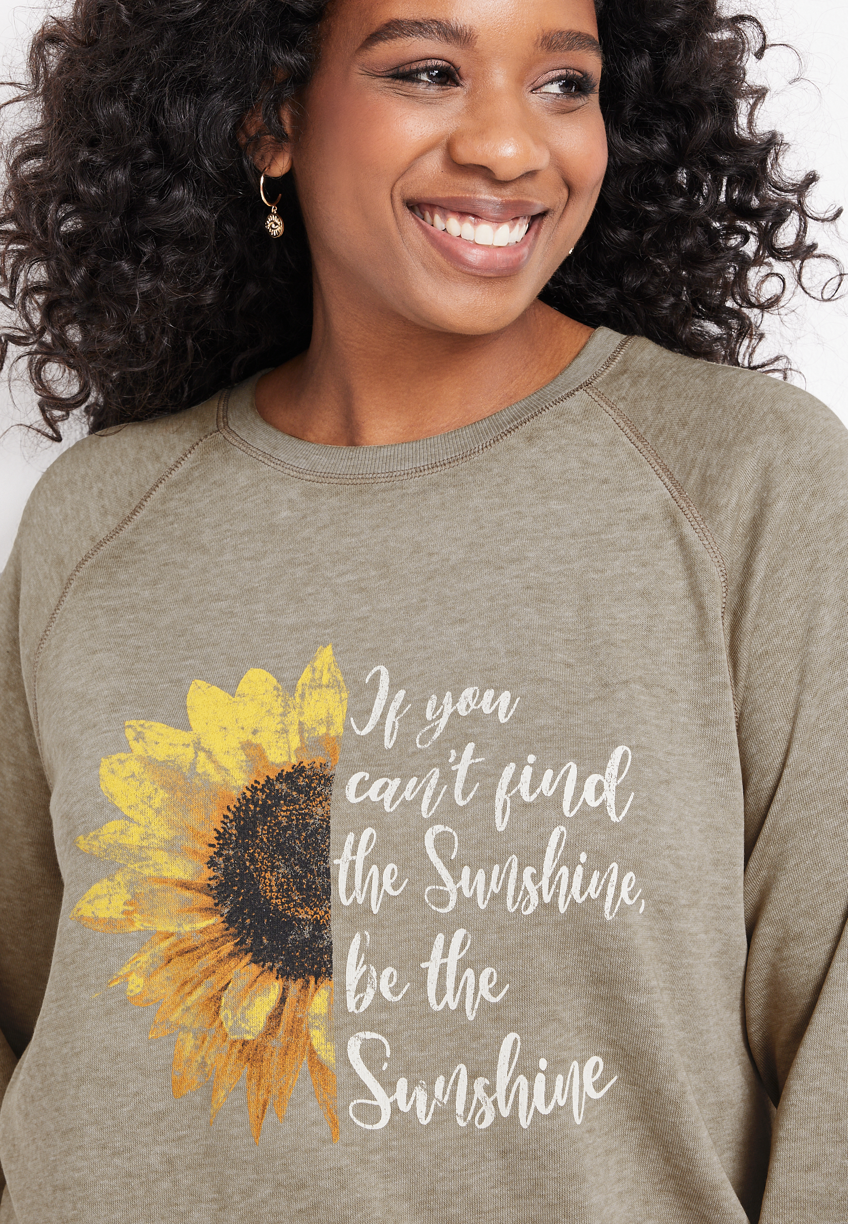 Plus Size Be The Sunshine Crew Neck Fleece Sweatshirt | maurices