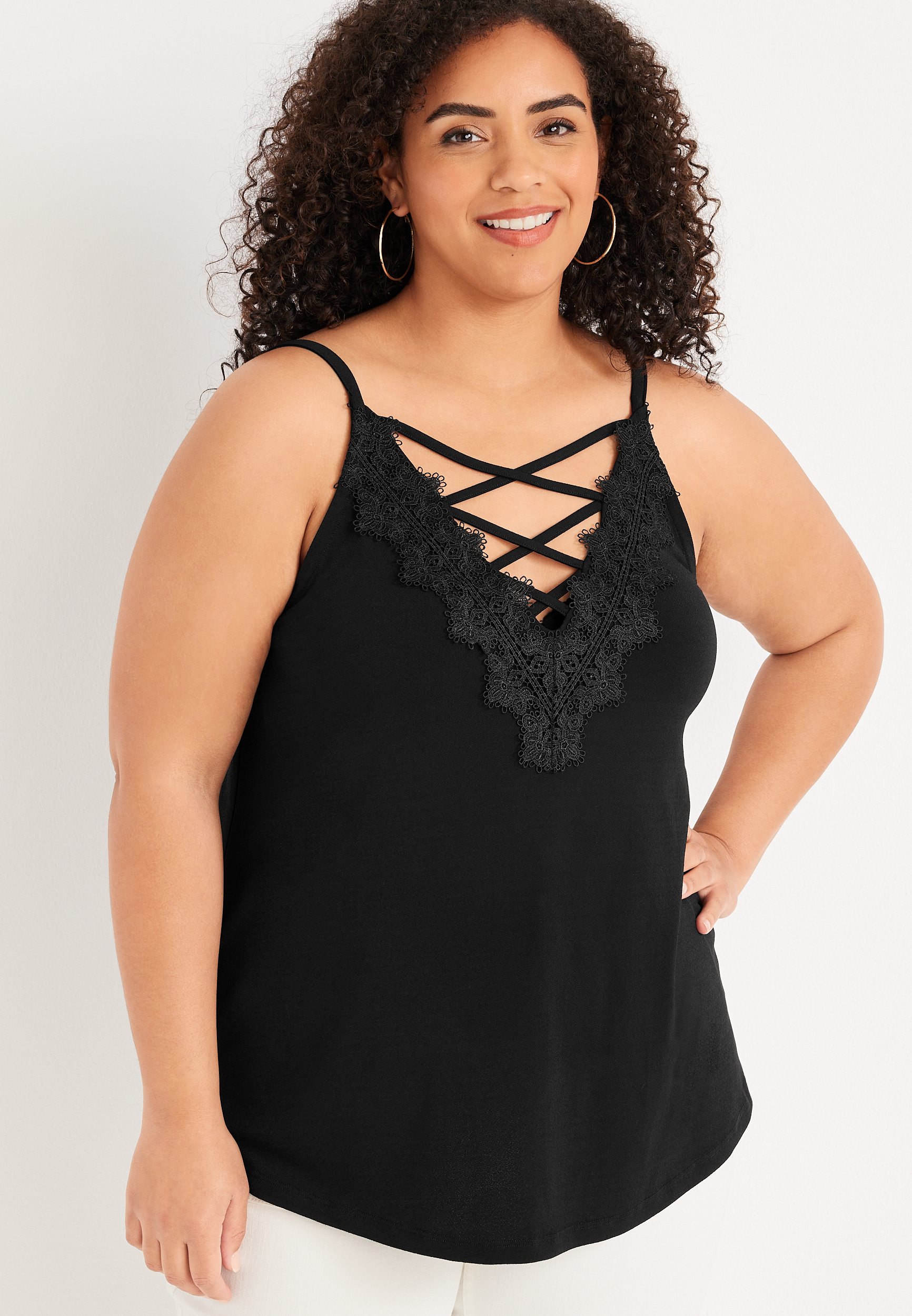 Plus Size Crochet Lace Up Cami | maurices
