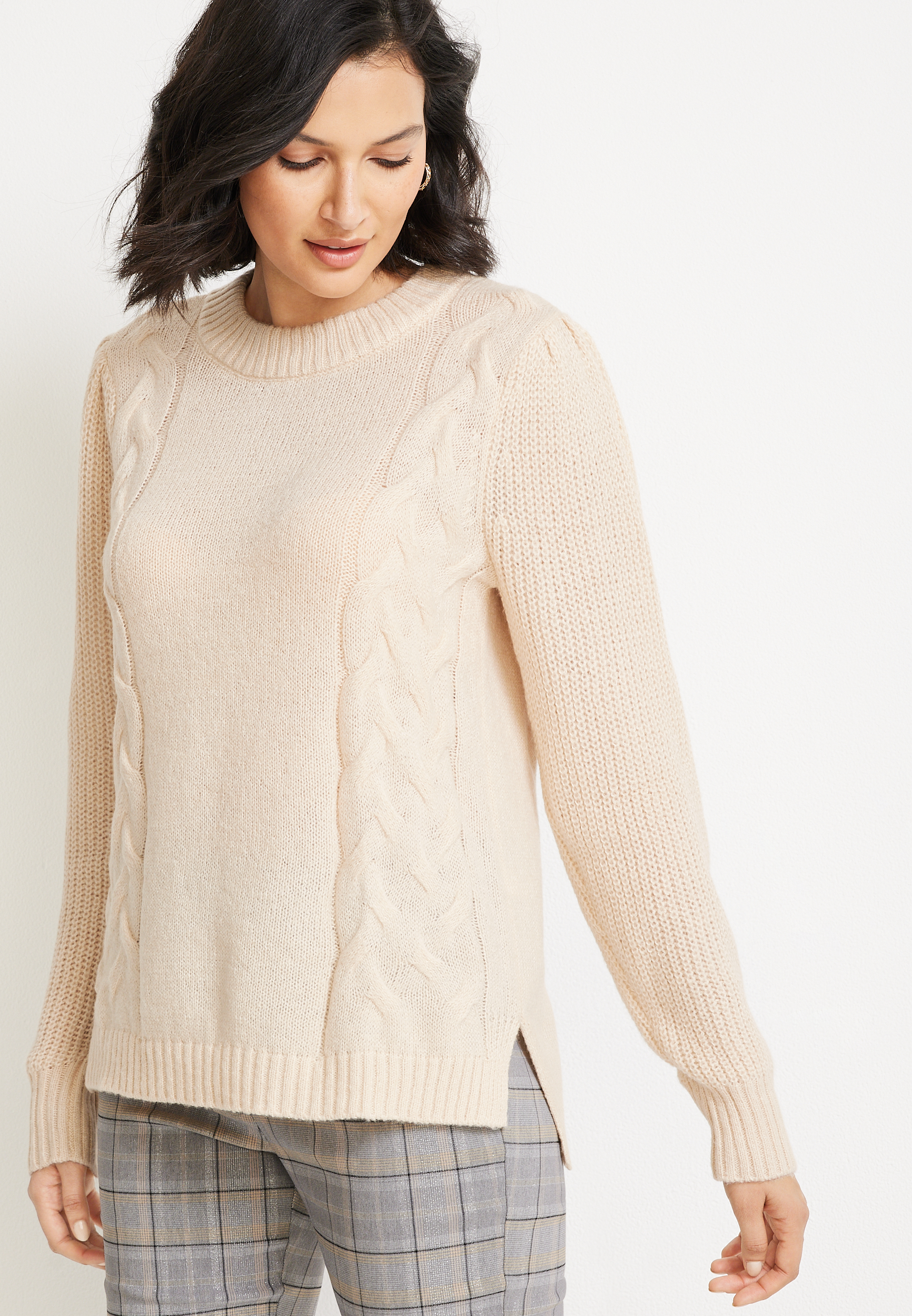Cable Knit Crew Neck Sweater | maurices