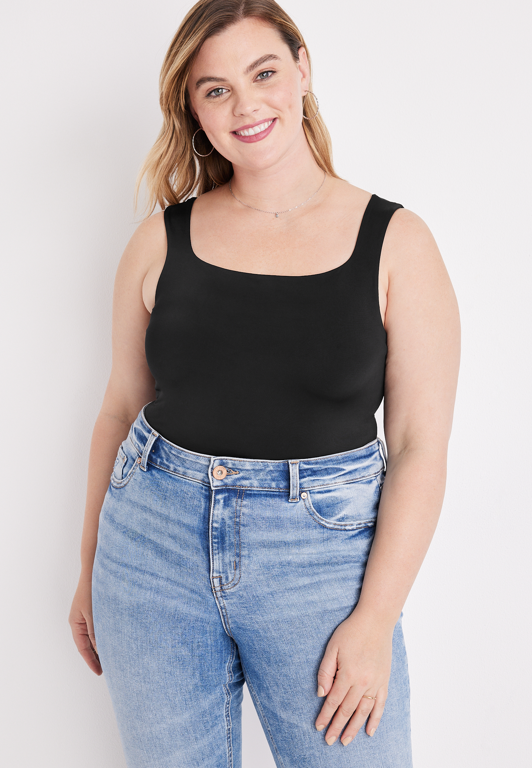 Plus Size edgely™ Square Neck Sleeveless Bodysuit | maurices