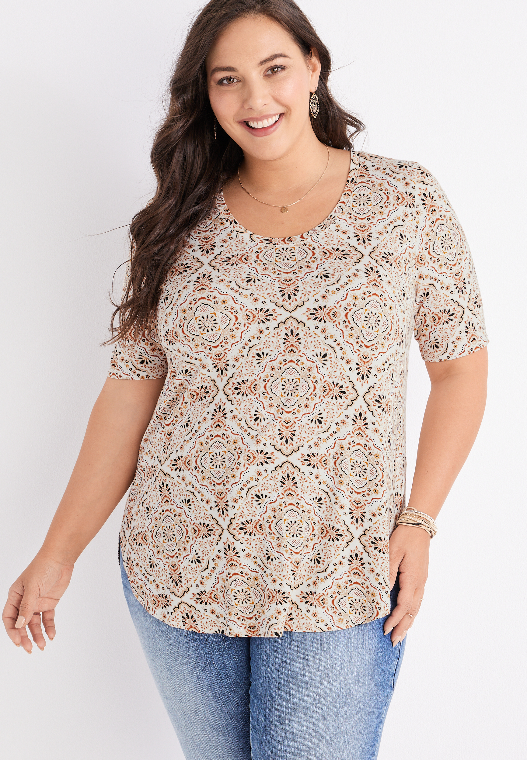 Plus Size 247 Flawless Medallion Tunic Tee Maurices