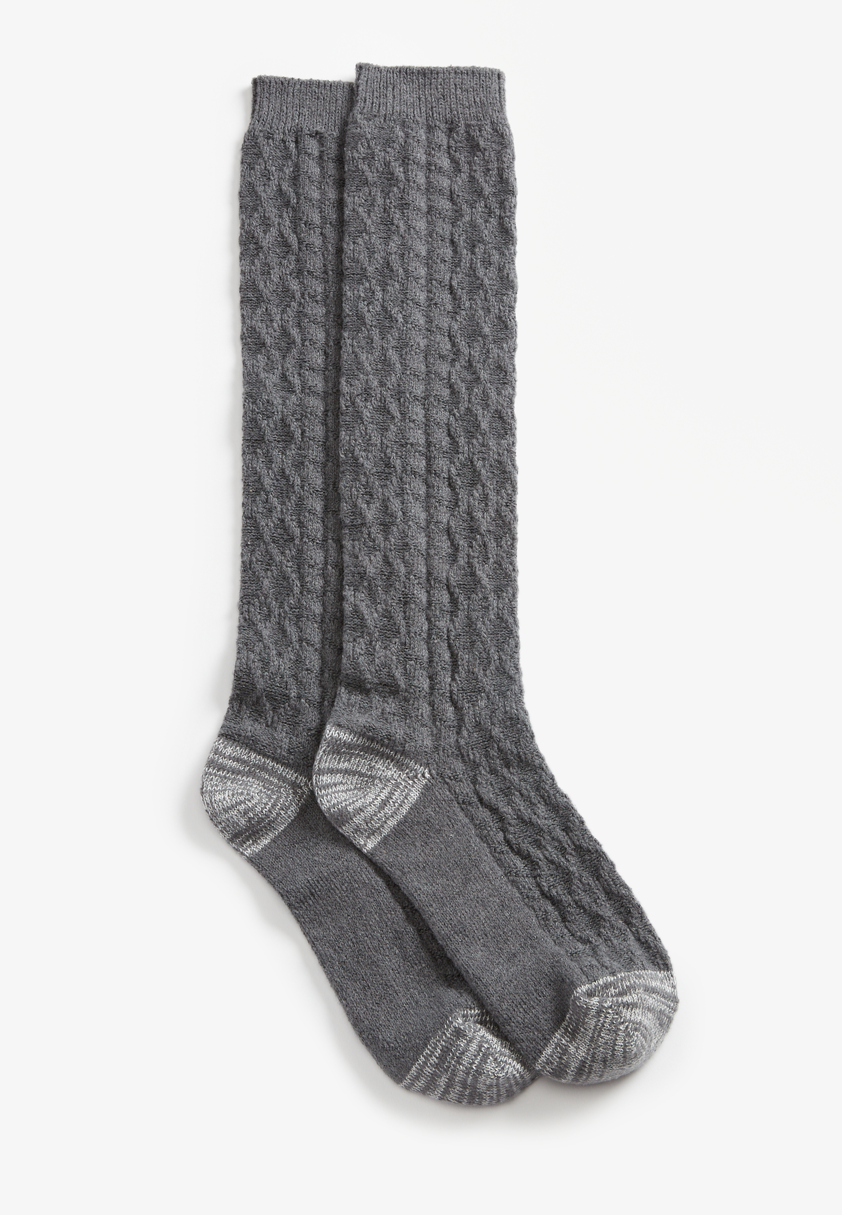 Gray Cable Knit Knee High Socks | maurices