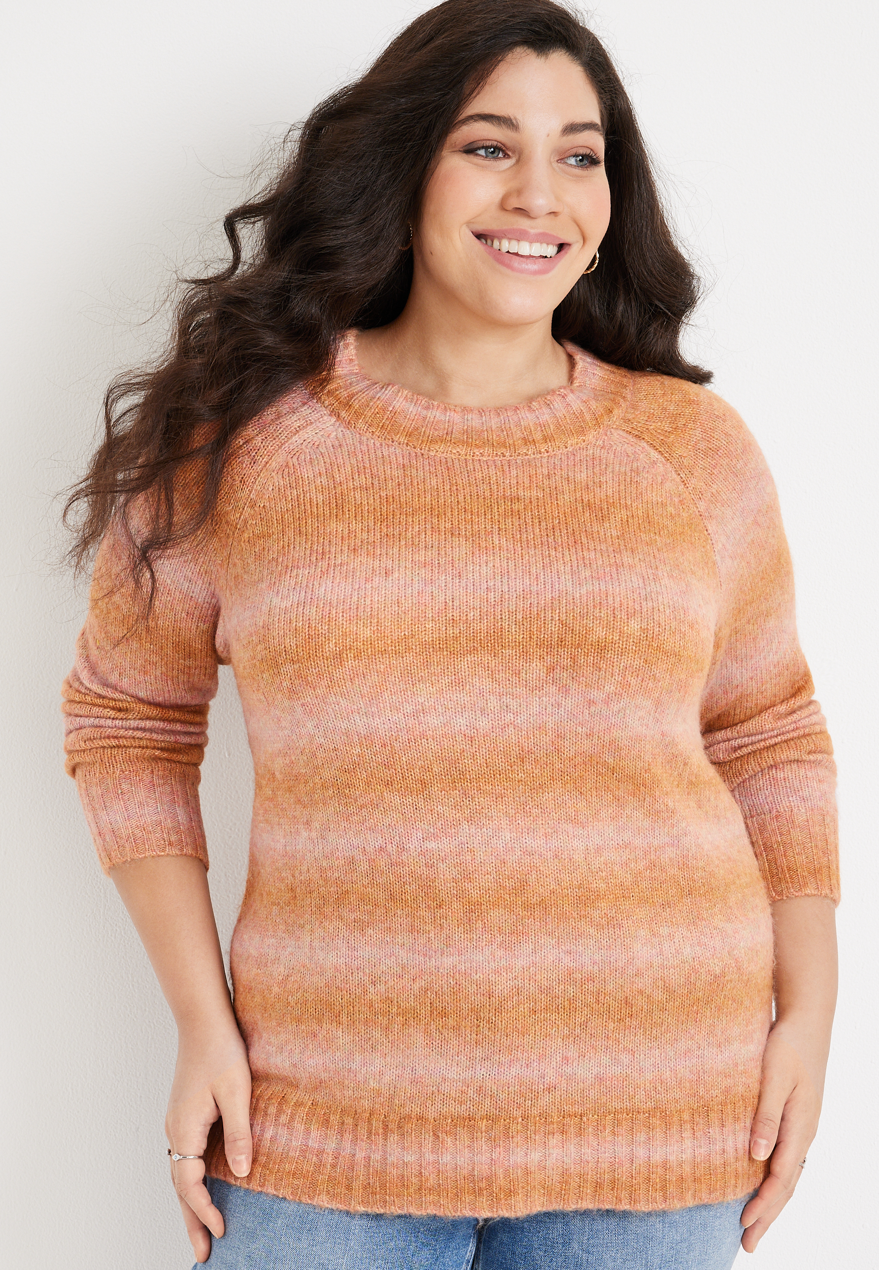 Plus Size Spacedye Crew Neck Sweater Maurices