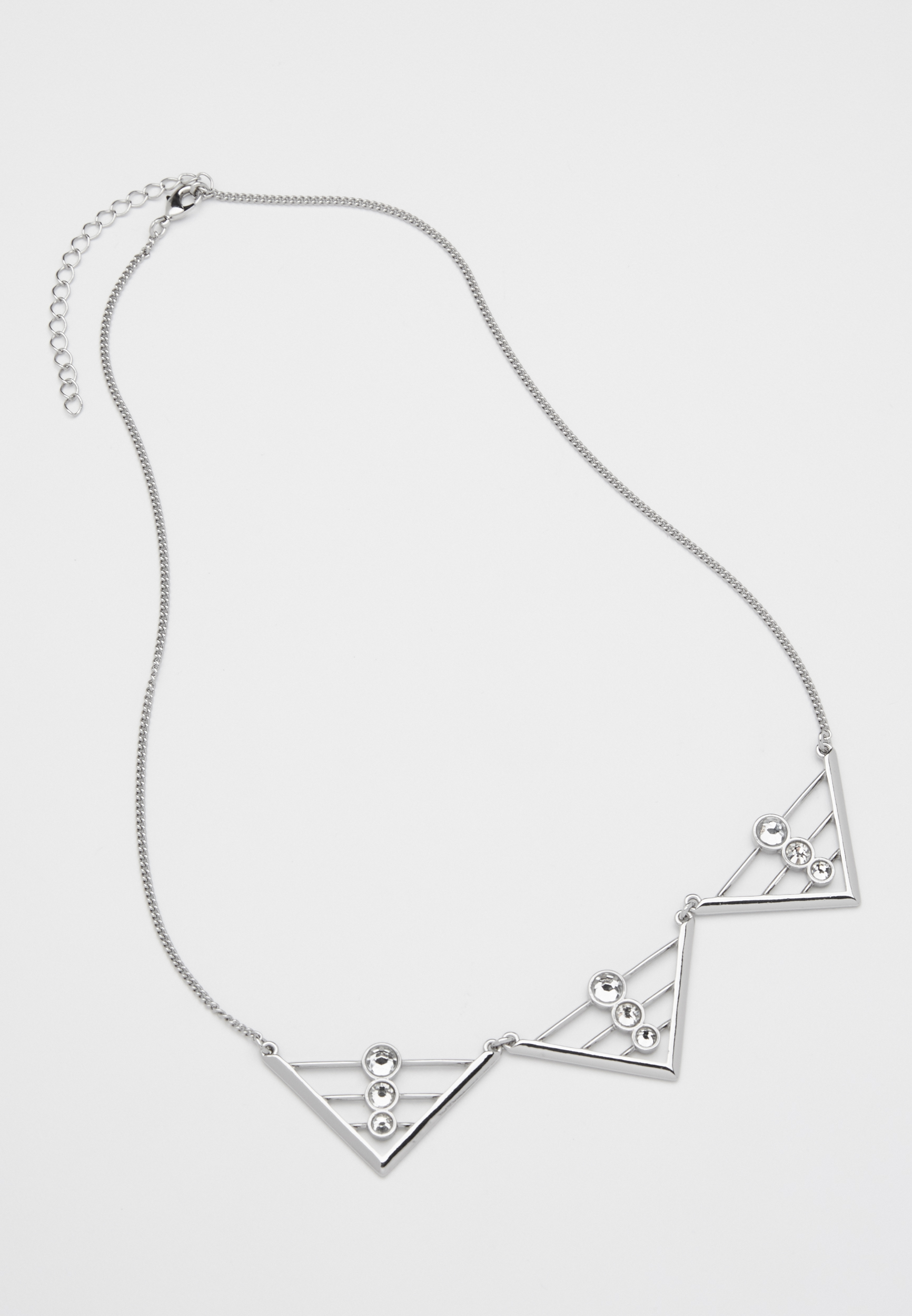 triple triangle necklace with rhinestones | maurices